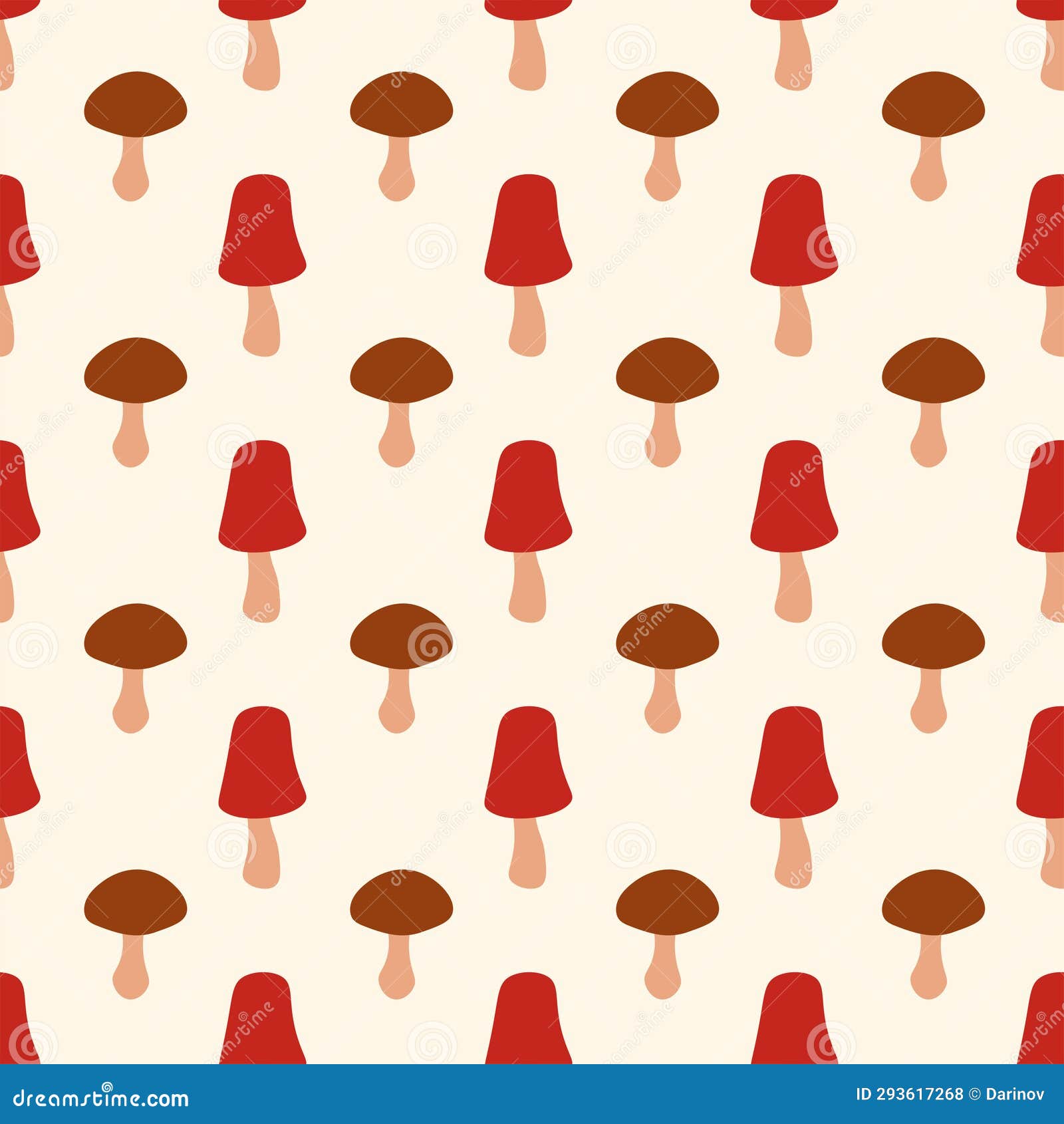 Seamless Pattern with Red and Brown Mushrooms. Vector Flat Background ...