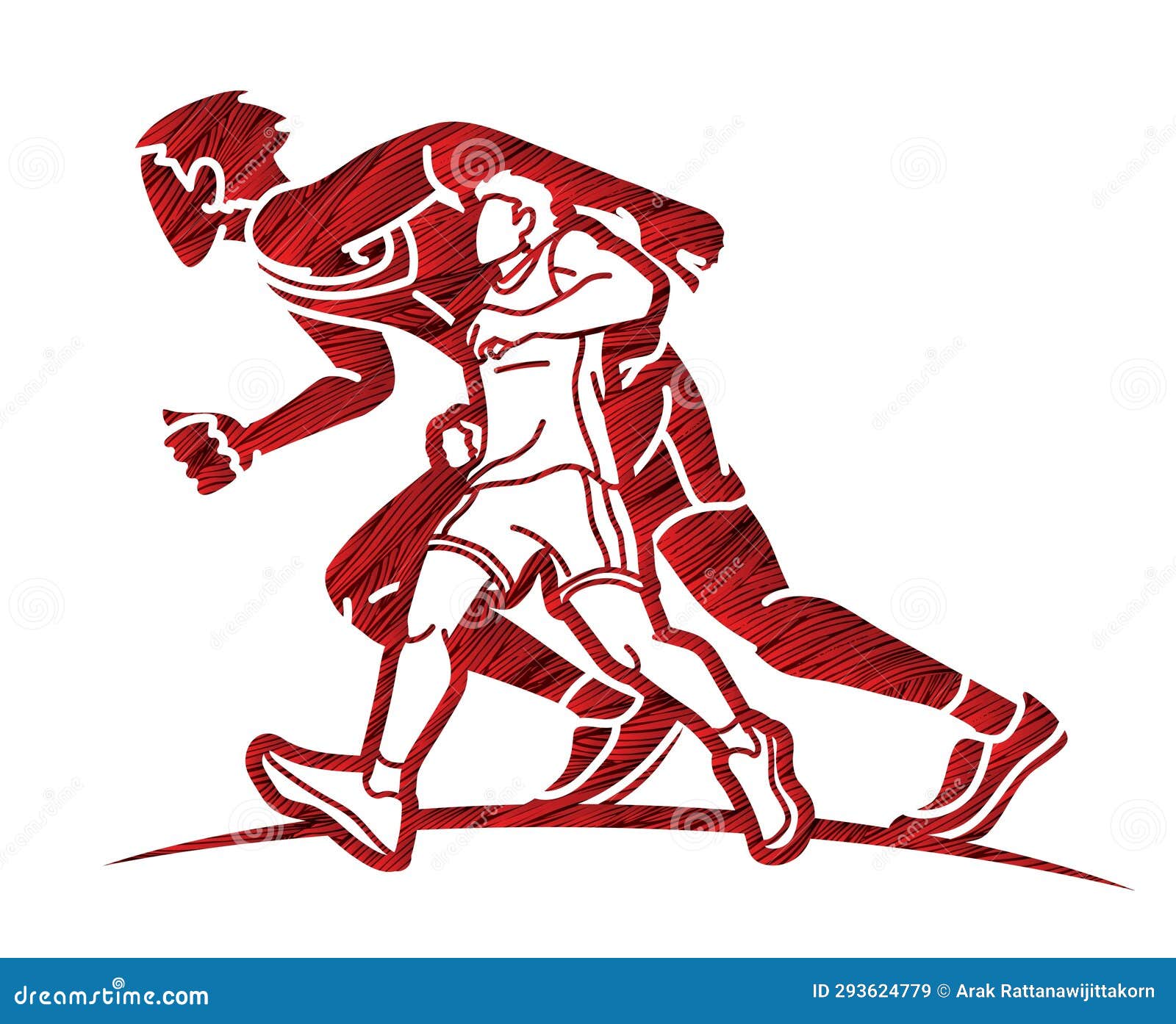 Men Runner Mix Action Marathon Running Sport Cartoon Graphic Stock ...