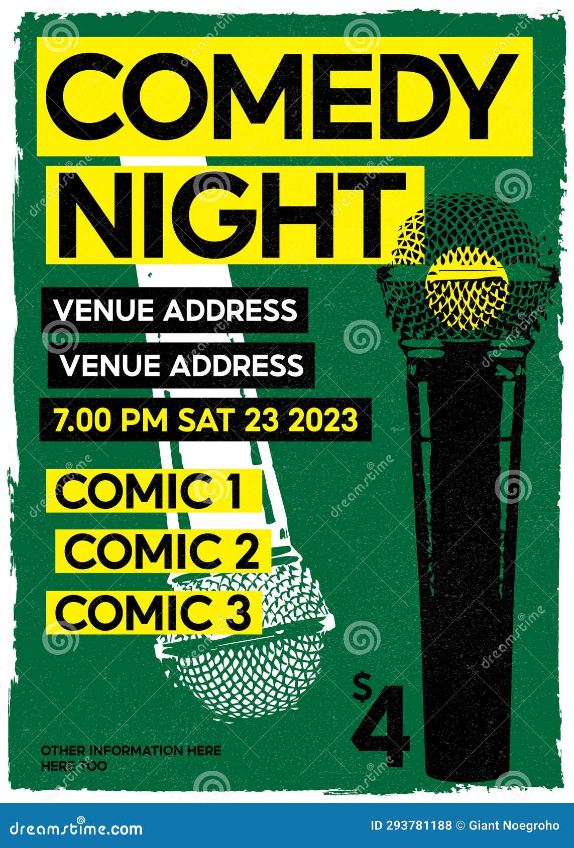 Standup Night Florescent Comedy Club Light Vector Illustration ...