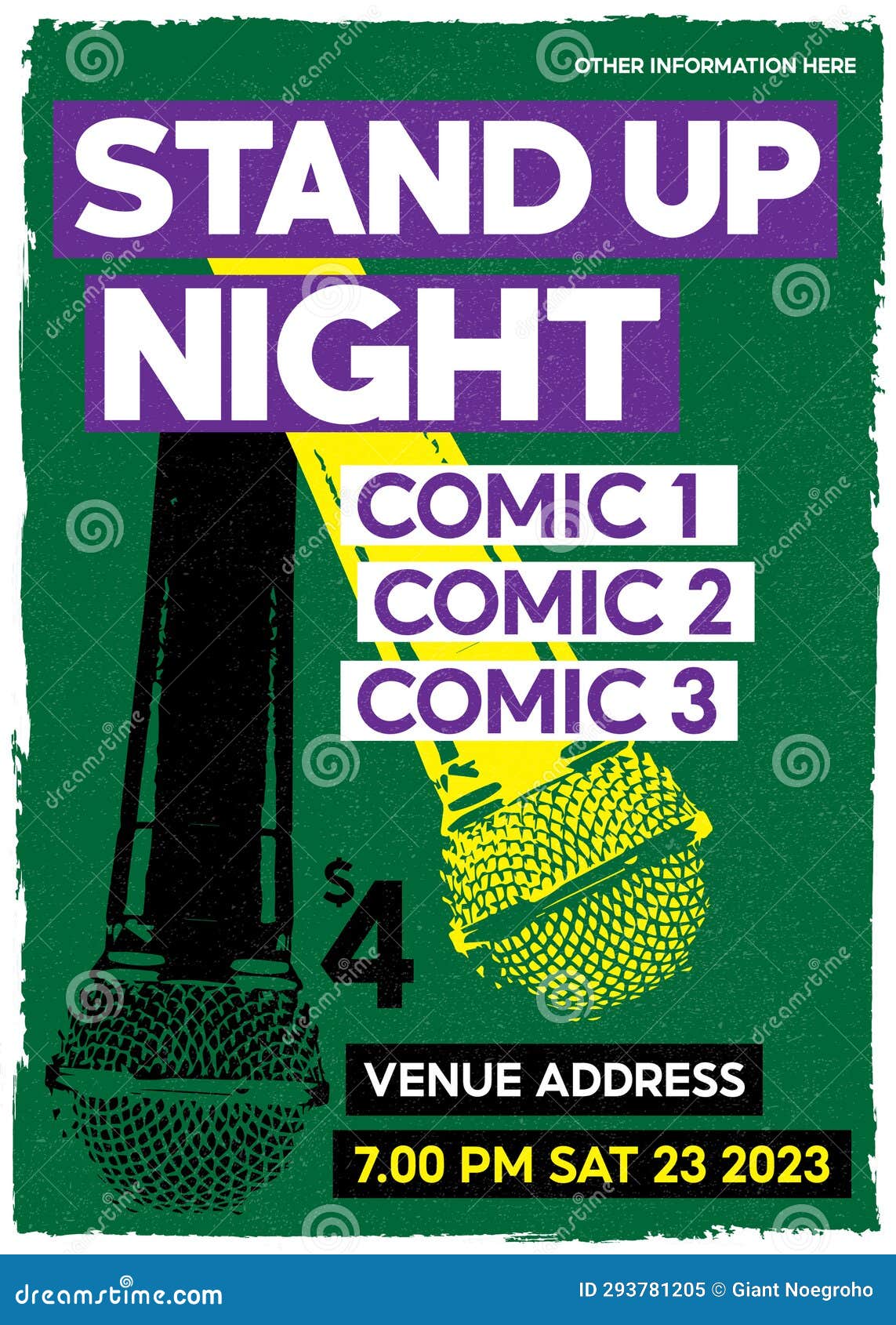 Standup Night Florescent Comedy Club Light Vector Illustration ...