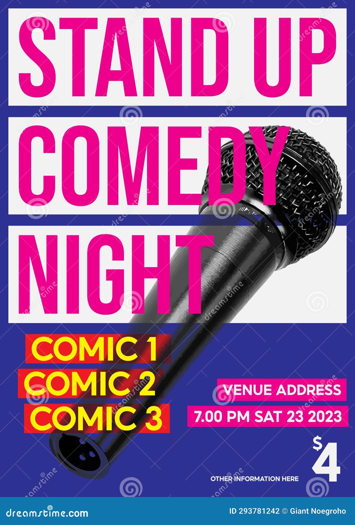 Standup Night Florescent Comedy Club Light Vector Illustration ...