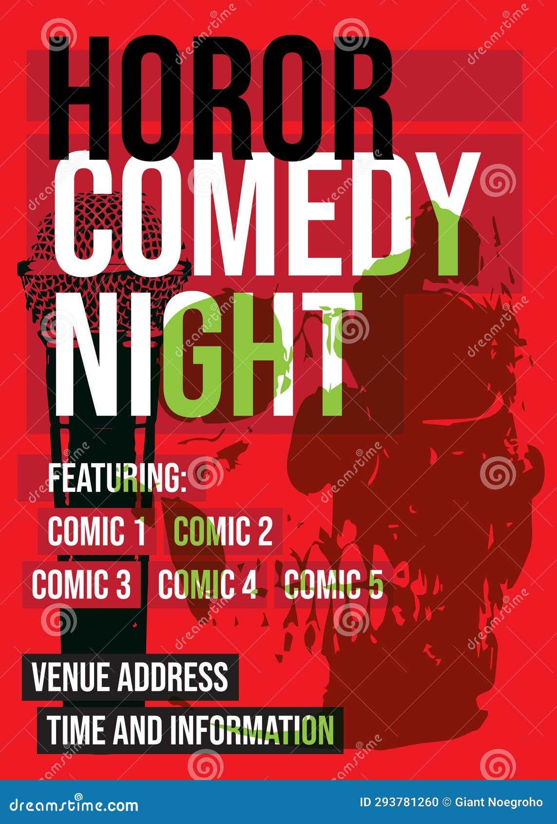 Standup Night Florescent Comedy Club Light Vector Illustration ...