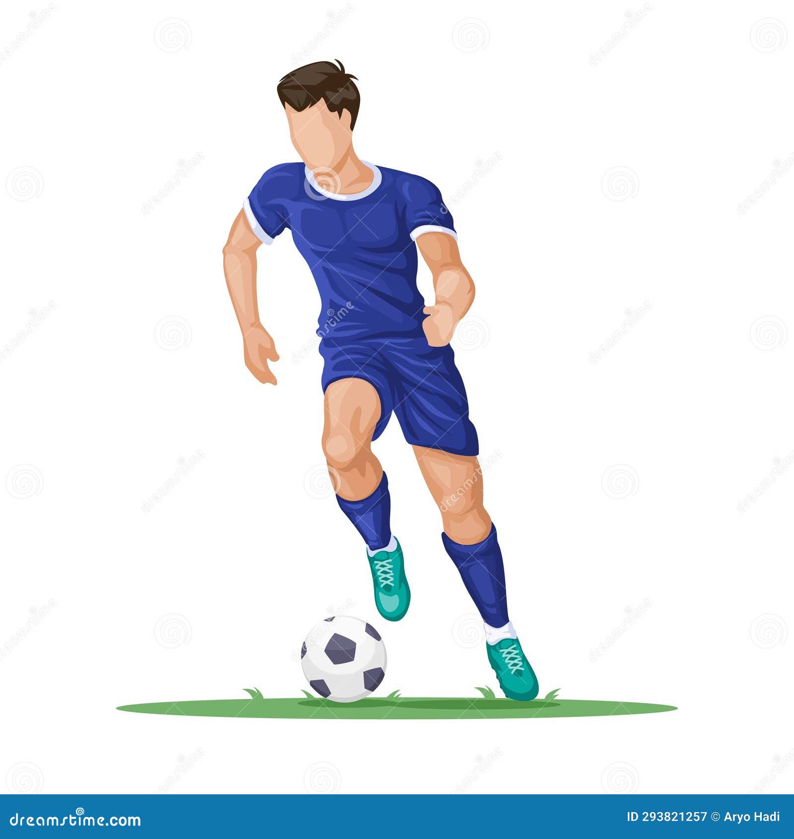 Soccer Player Dribbling Action Pose Character Cartoon Illustration ...