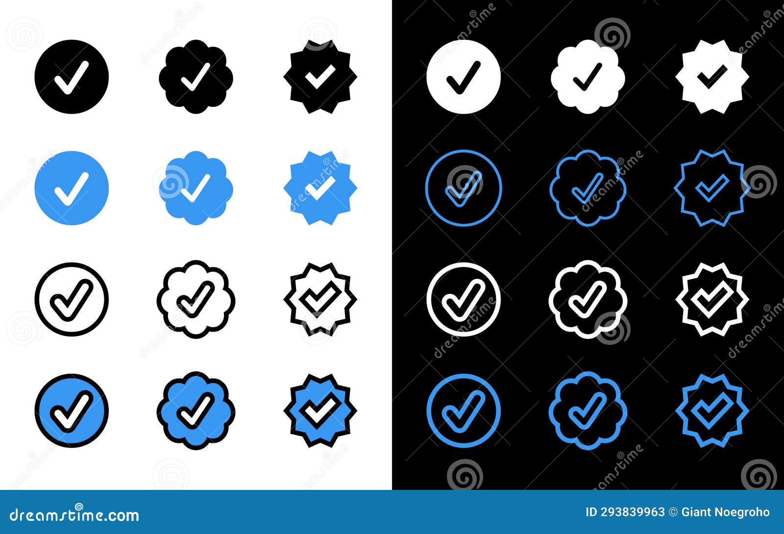 Verified Account Icon, Social Media Verify Blue Tick, Official Icon ...