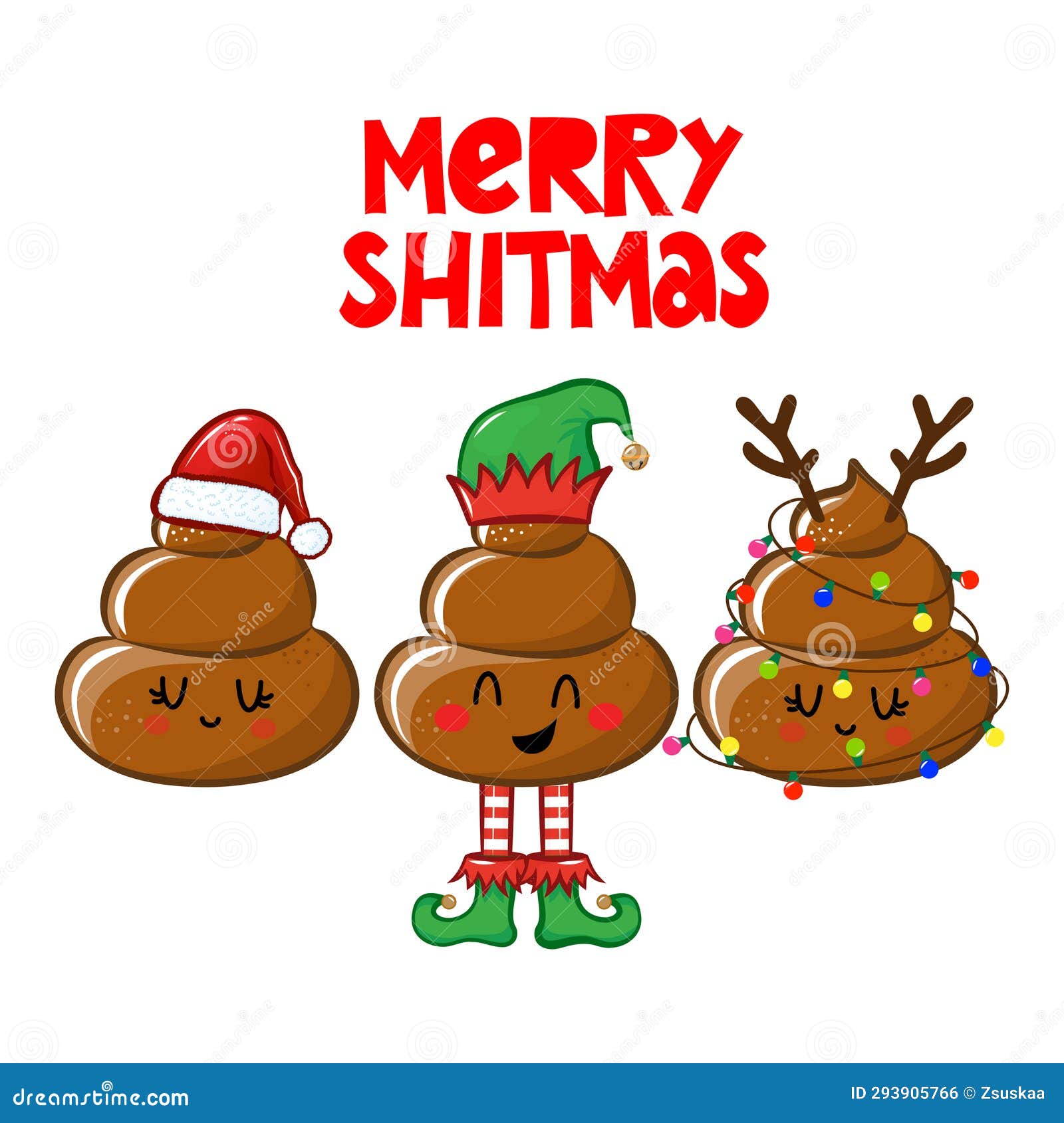 Merry ShitMas and Crappy New Year - Cute Smiling Happy Poop in ...