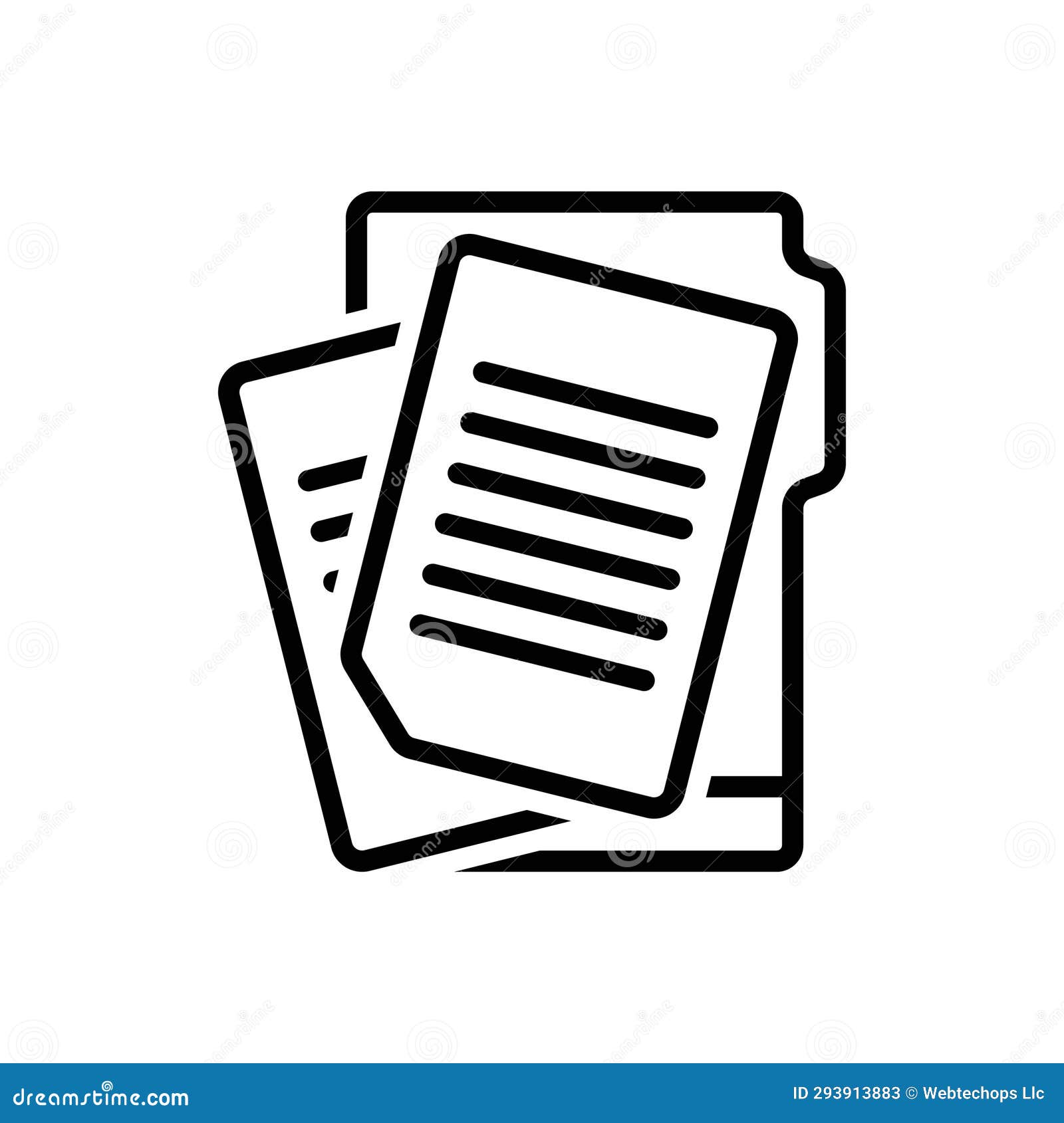 Black Line Icon for Document, Copy and Information Stock Vector ...