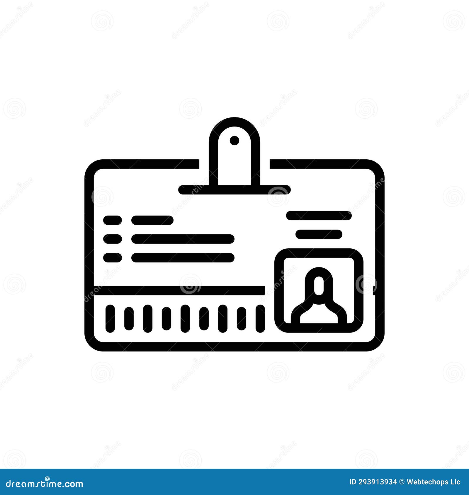 Black Line Icon for Id Card, Authentication and Personal Stock Vector ...