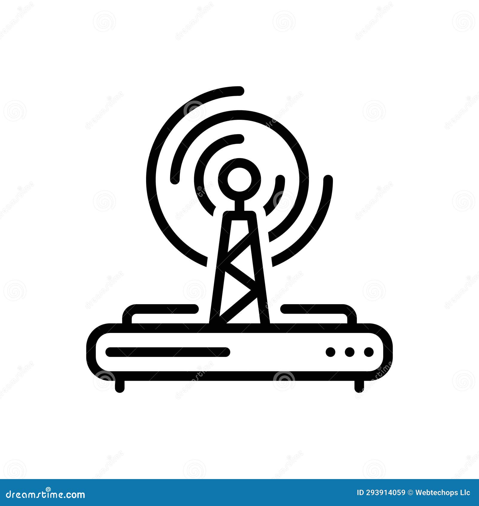 Black Ray Transmission Tower Or Spotter Symbol On The White Background ...