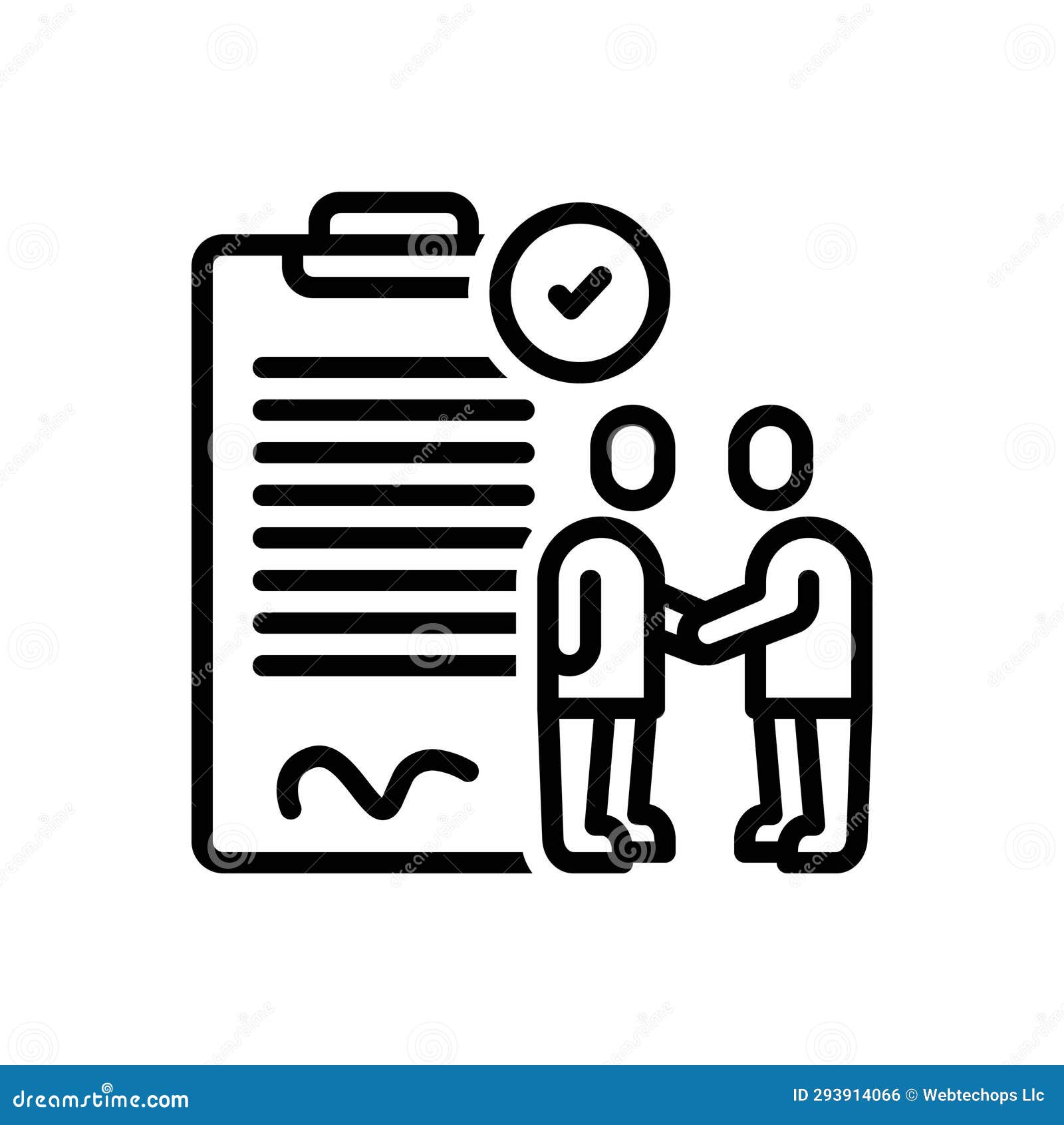 Black Line Icon for Agreement, Contract and Handshake Stock Vector ...