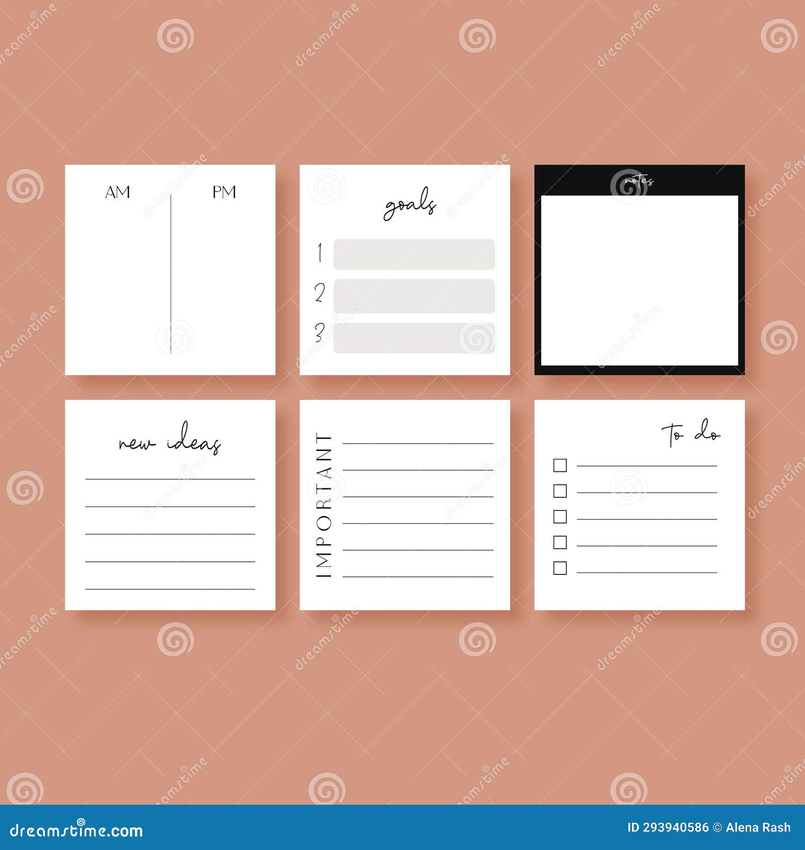 Planner To Do Goals am Pm Planning Template Eps Png Notes Important New ...