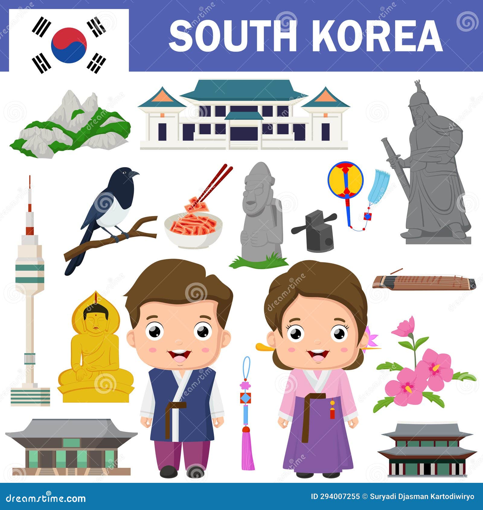 Korea Famous Landmark Silhouette Style On Float Island Famous Landmark ...