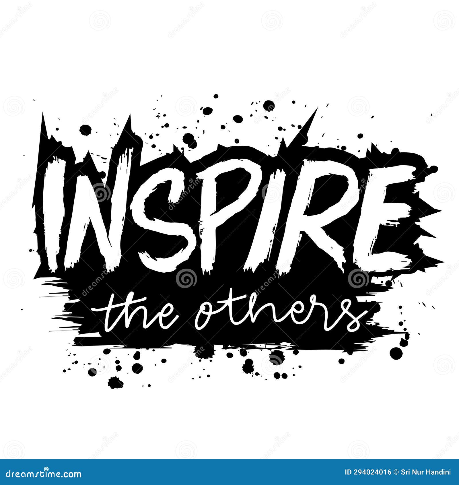 Inspire. Inspirational Handwritten Brush Lettering. Grunge Brush ...