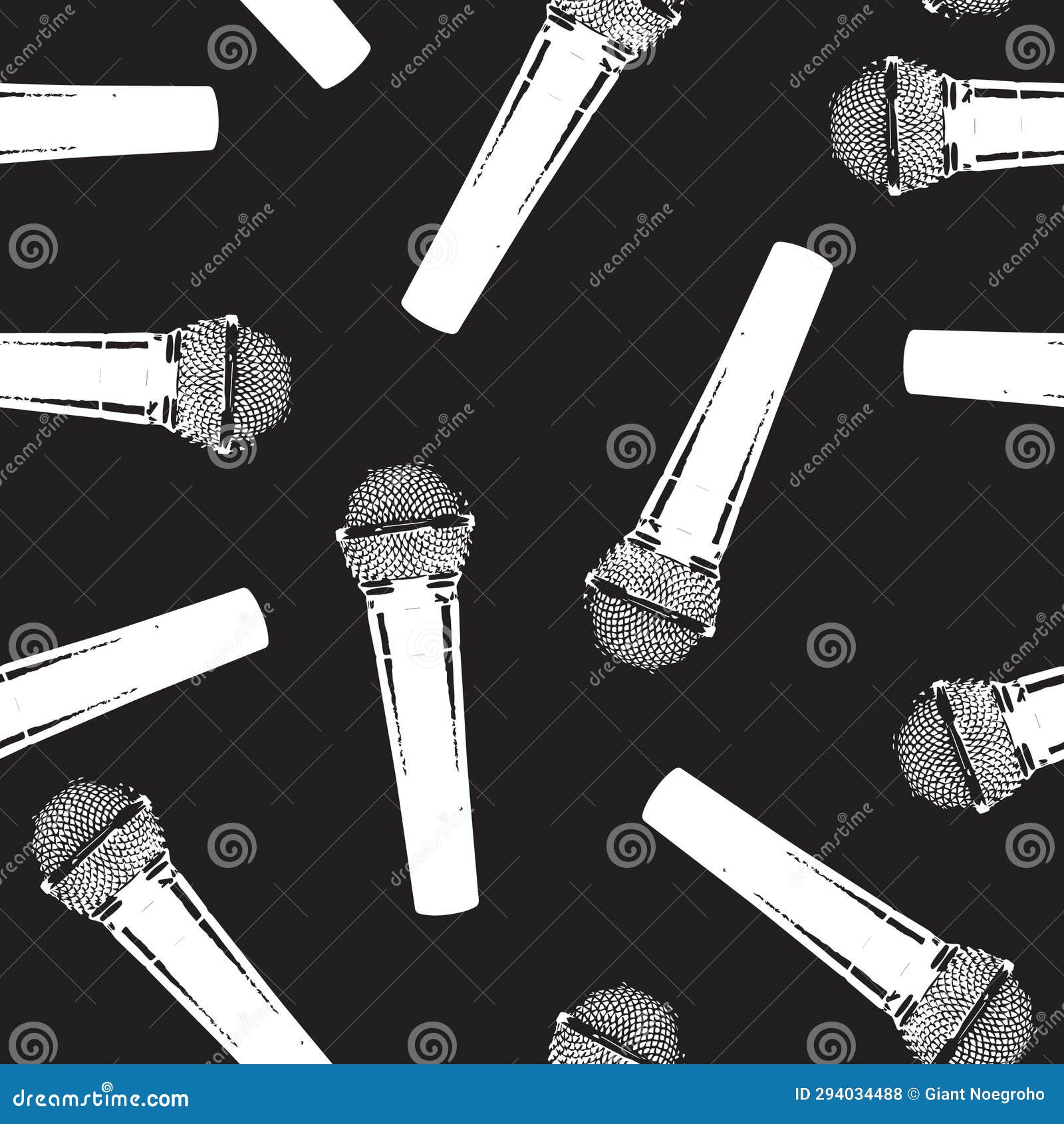 Seamless Pattern with Mic. Music Background Textile, Clothes, Wallpaper ...