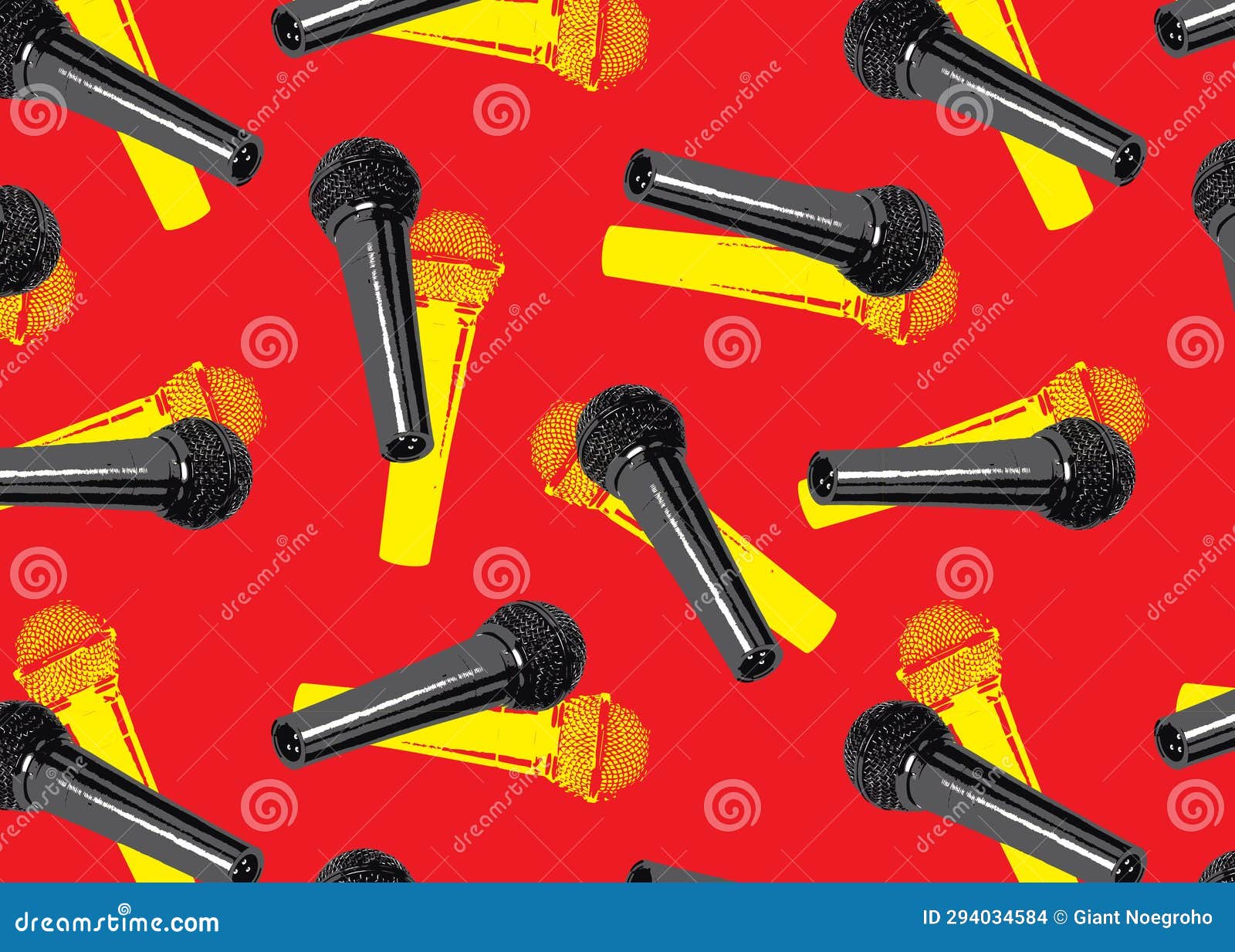 Seamless Pattern with Mic. Music Background Textile, Clothes, Wallpaper ...