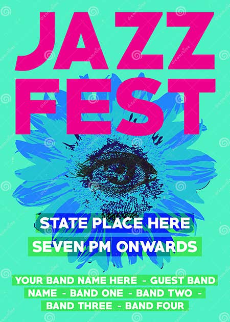 Jazz Music Festival or Fest, Jazz Night Gigs Poster, Brochure or Flyer ...