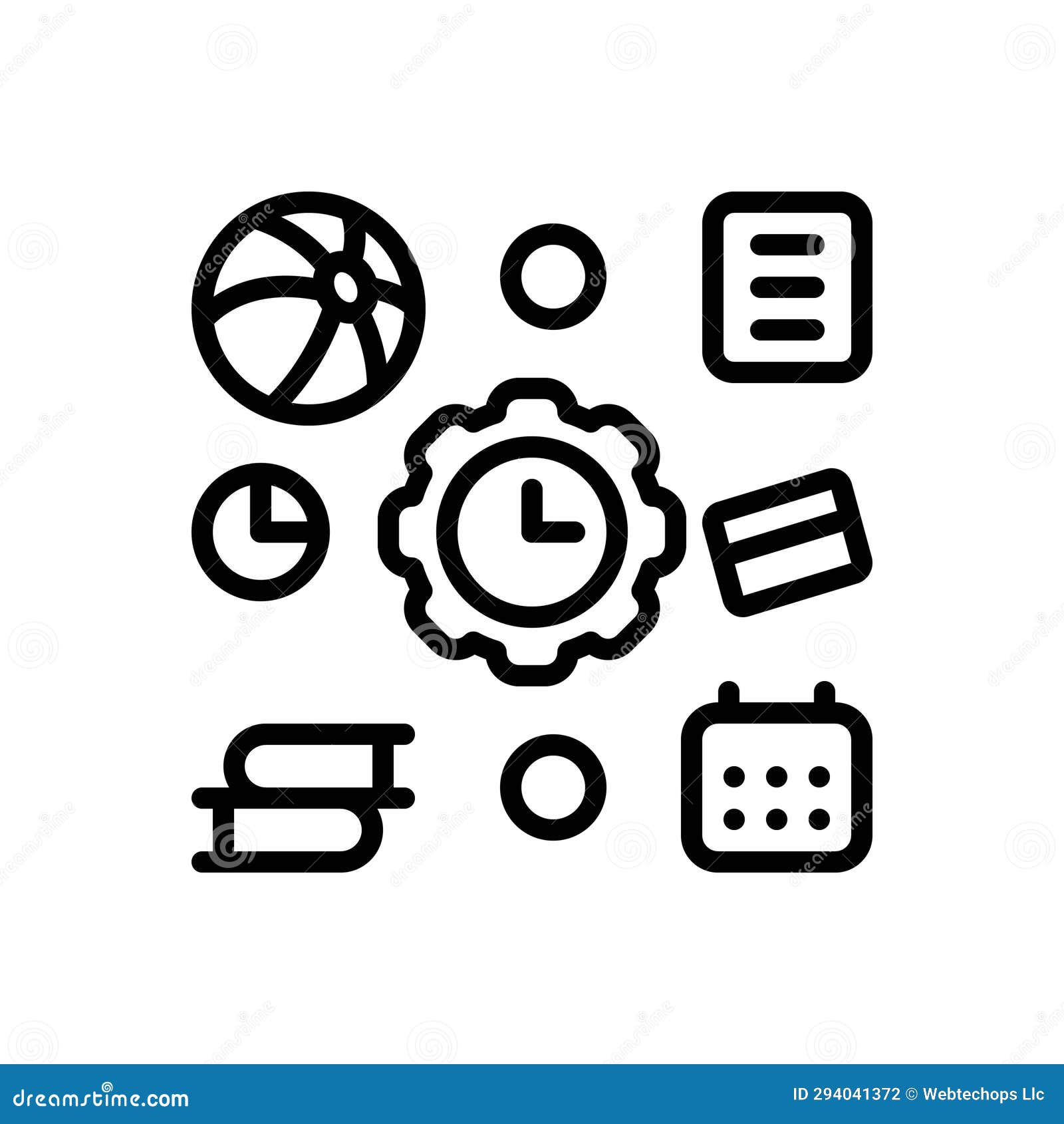 Black Line Icon for Time Management, Ball and Book Stock Vector ...