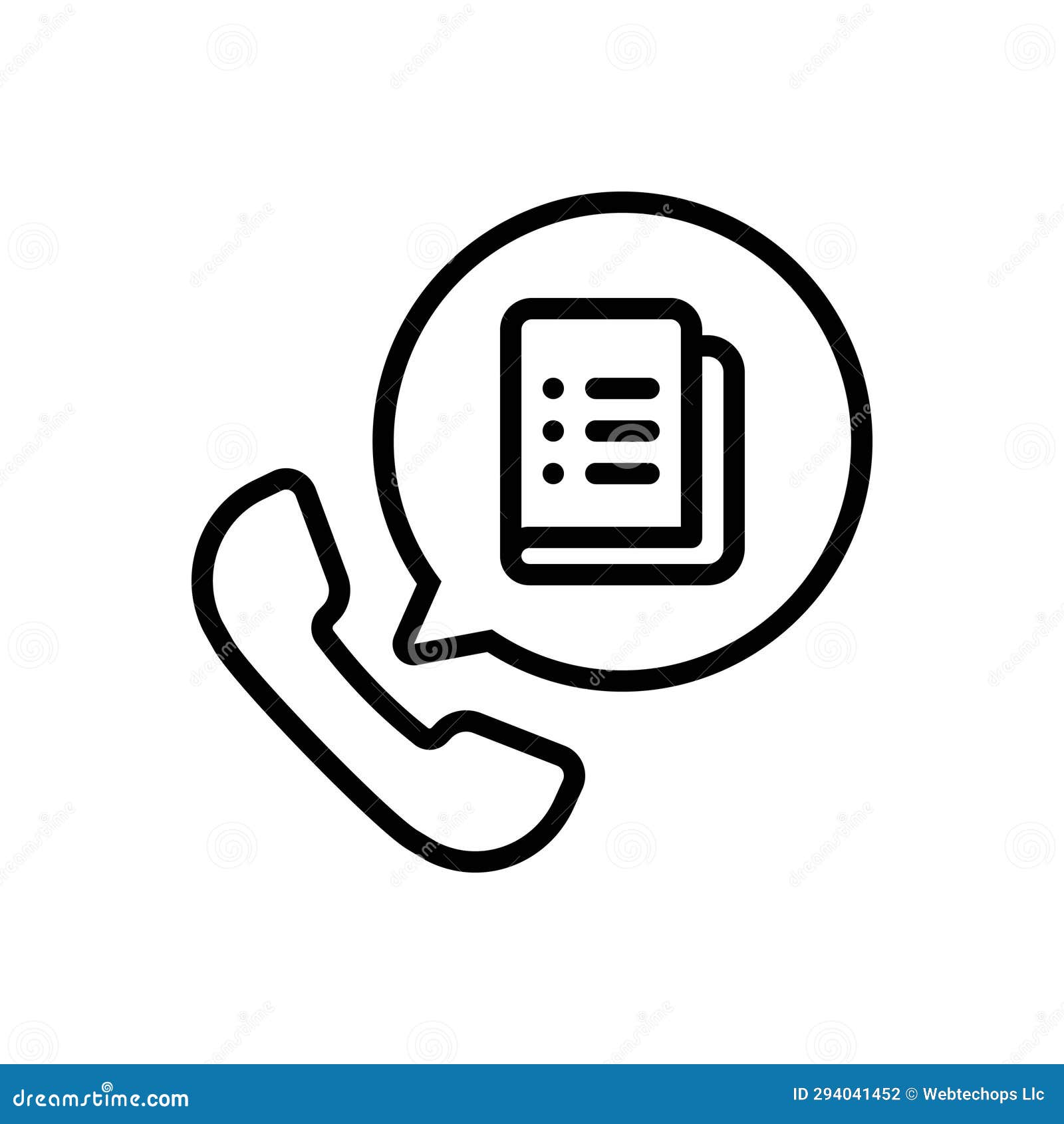 Black Line Icon for Call List, Information and Contact Diary Stock ...
