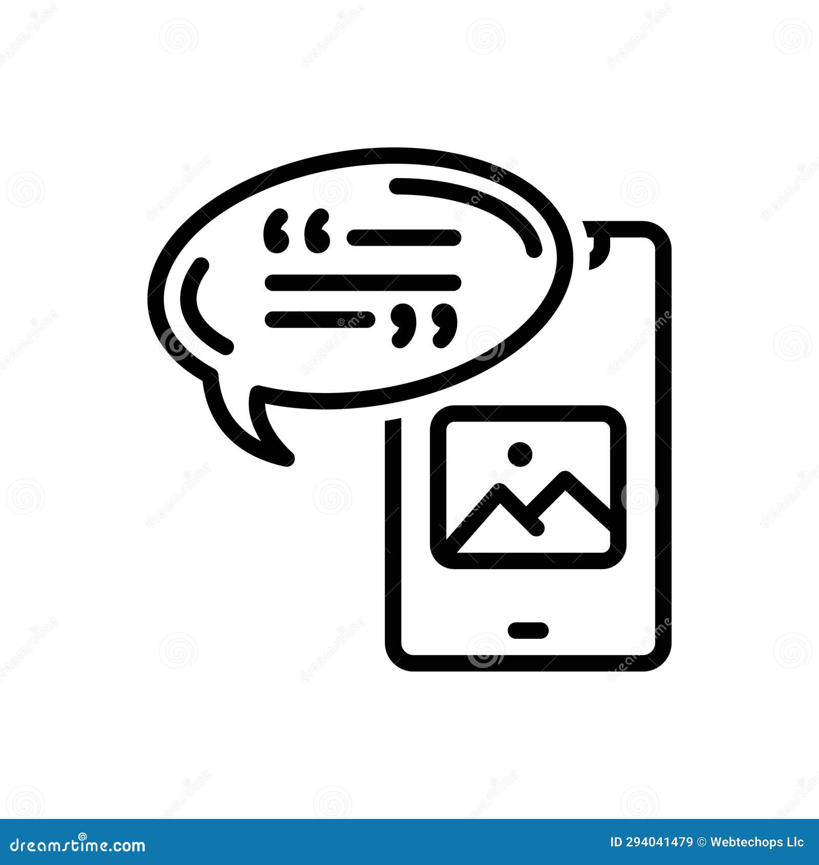 Black Line Icon for Comment, Speech Bubble and Quote Stock Vector ...