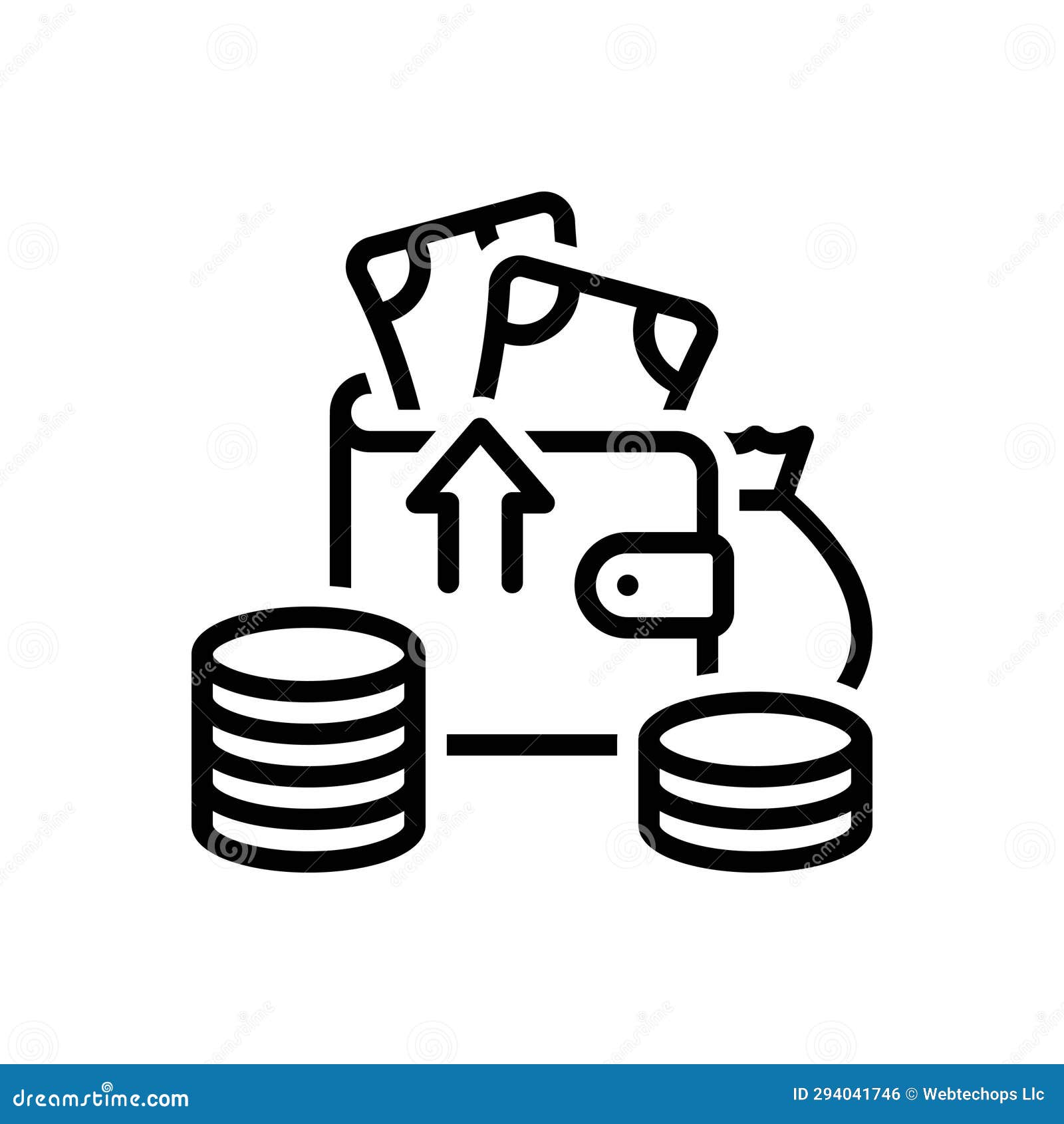 Black Line Icon for Earning, Emolument and Salary Stock Vector ...