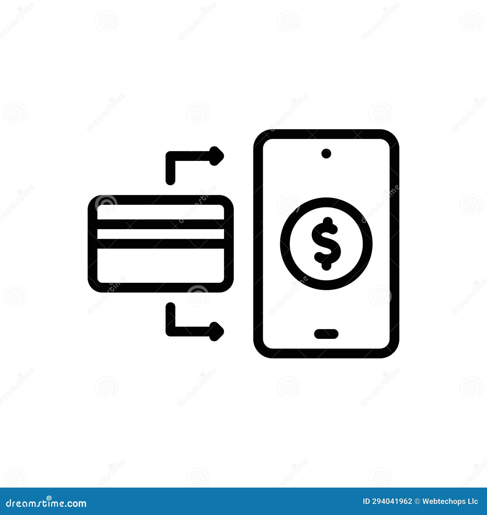 Black Line Icon for Transfer, Card and Online Banking Stock Vector ...