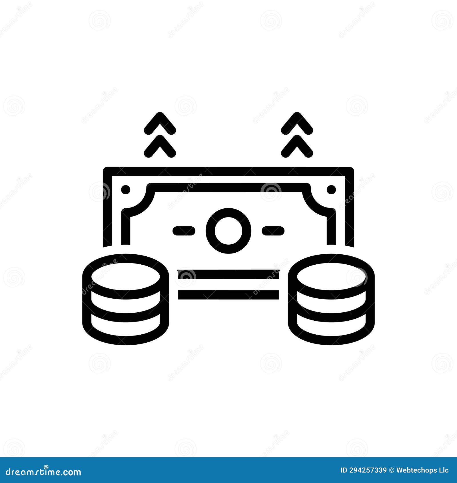Black Line Icon for Augmentation, Enhancement and Coin Stock Vector ...