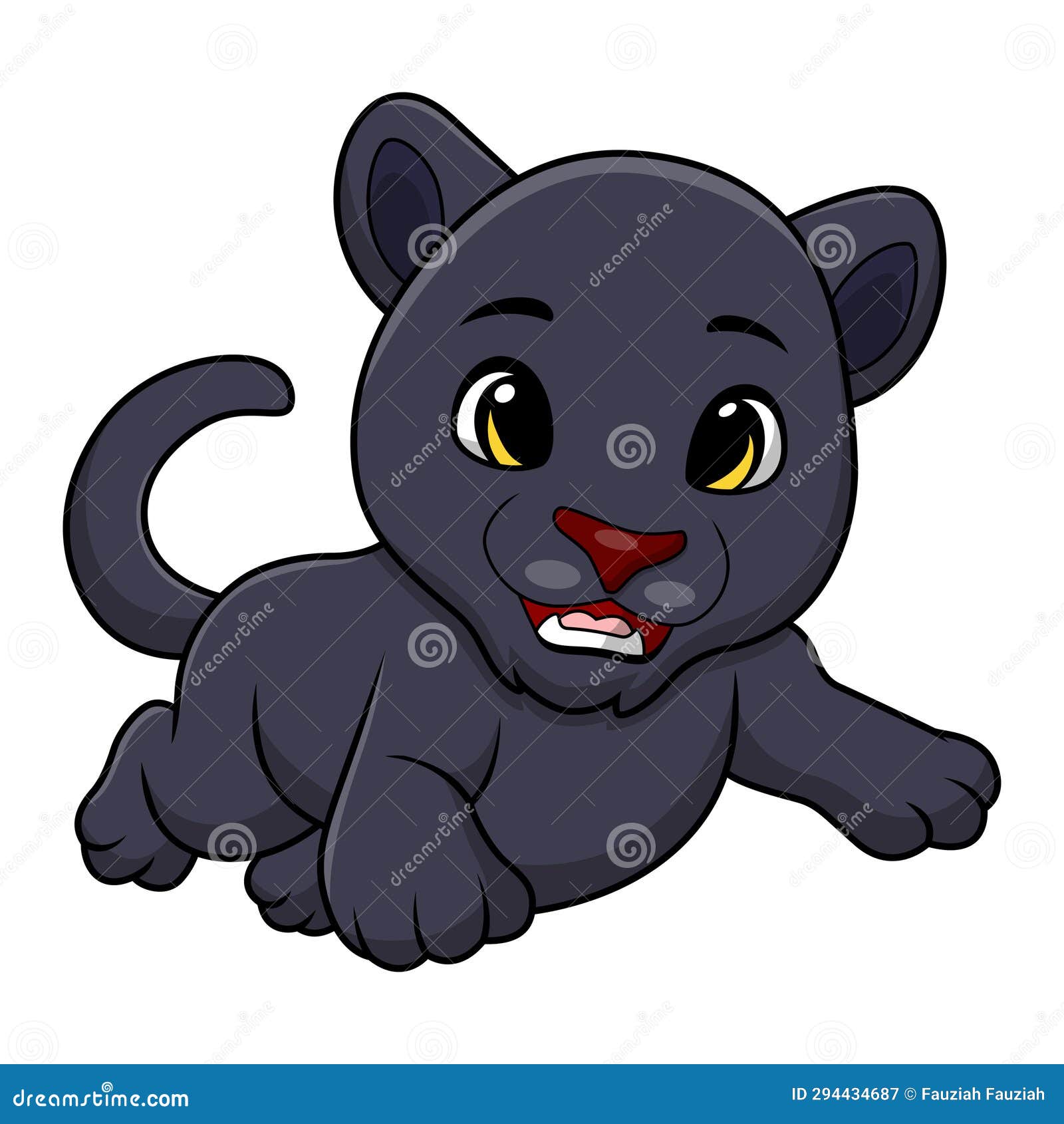 Cute Black Panther Cartoon on White Background Stock Vector ...