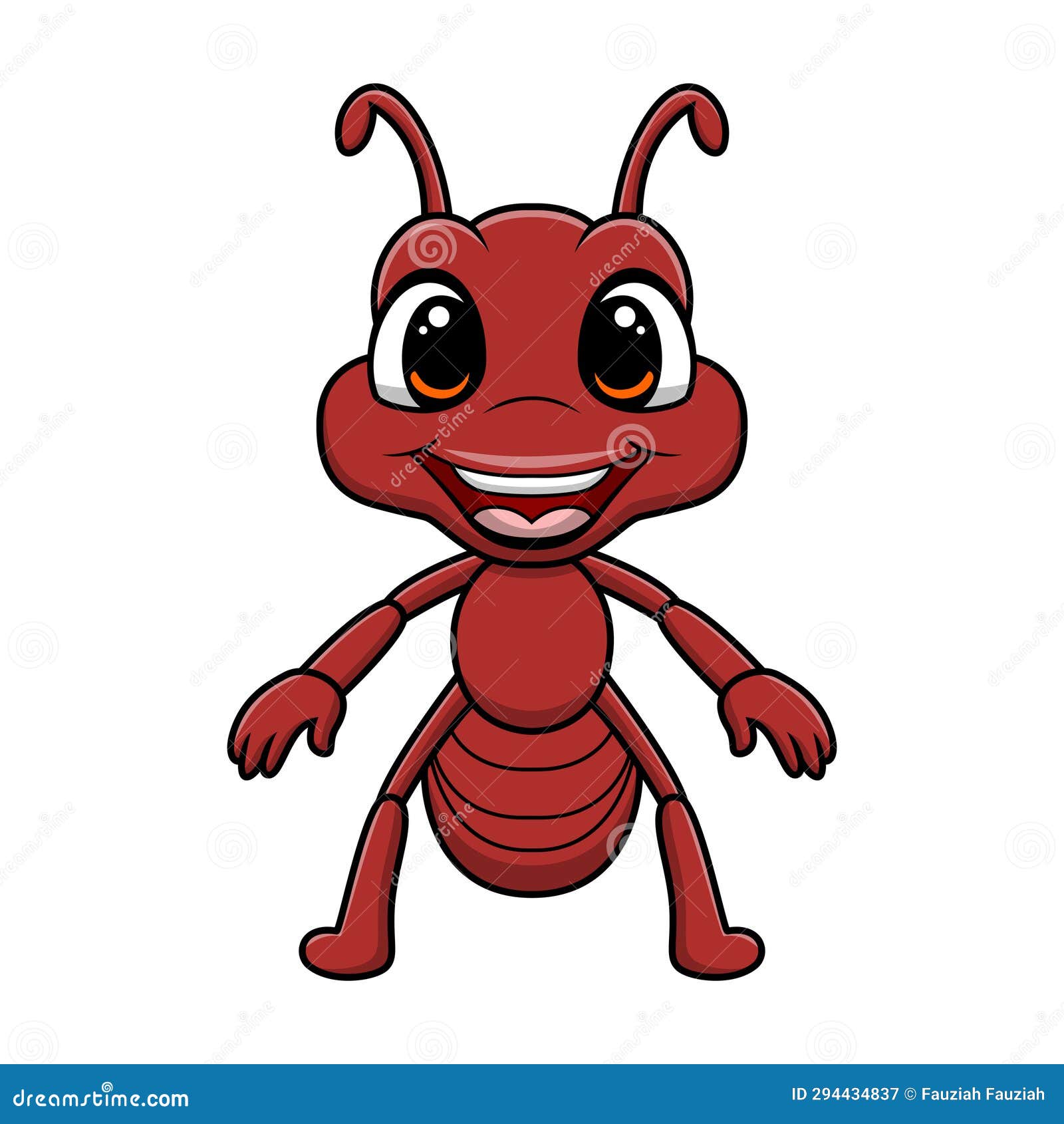 Cute Ant Cartoon on White Background Stock Vector - Illustration of ...