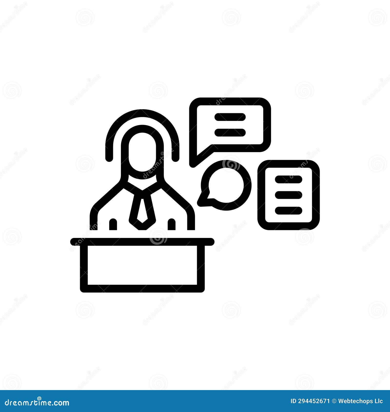 Black Line Icon for Enquiry, Interrogation and Questioning Stock Vector ...