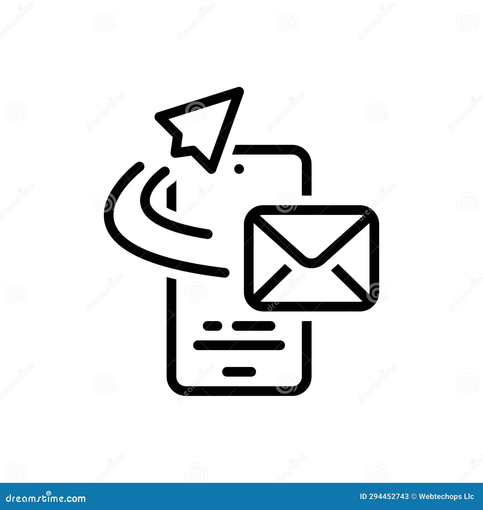 Black Line Icon for Sent, Communication and Letter Stock Vector ...