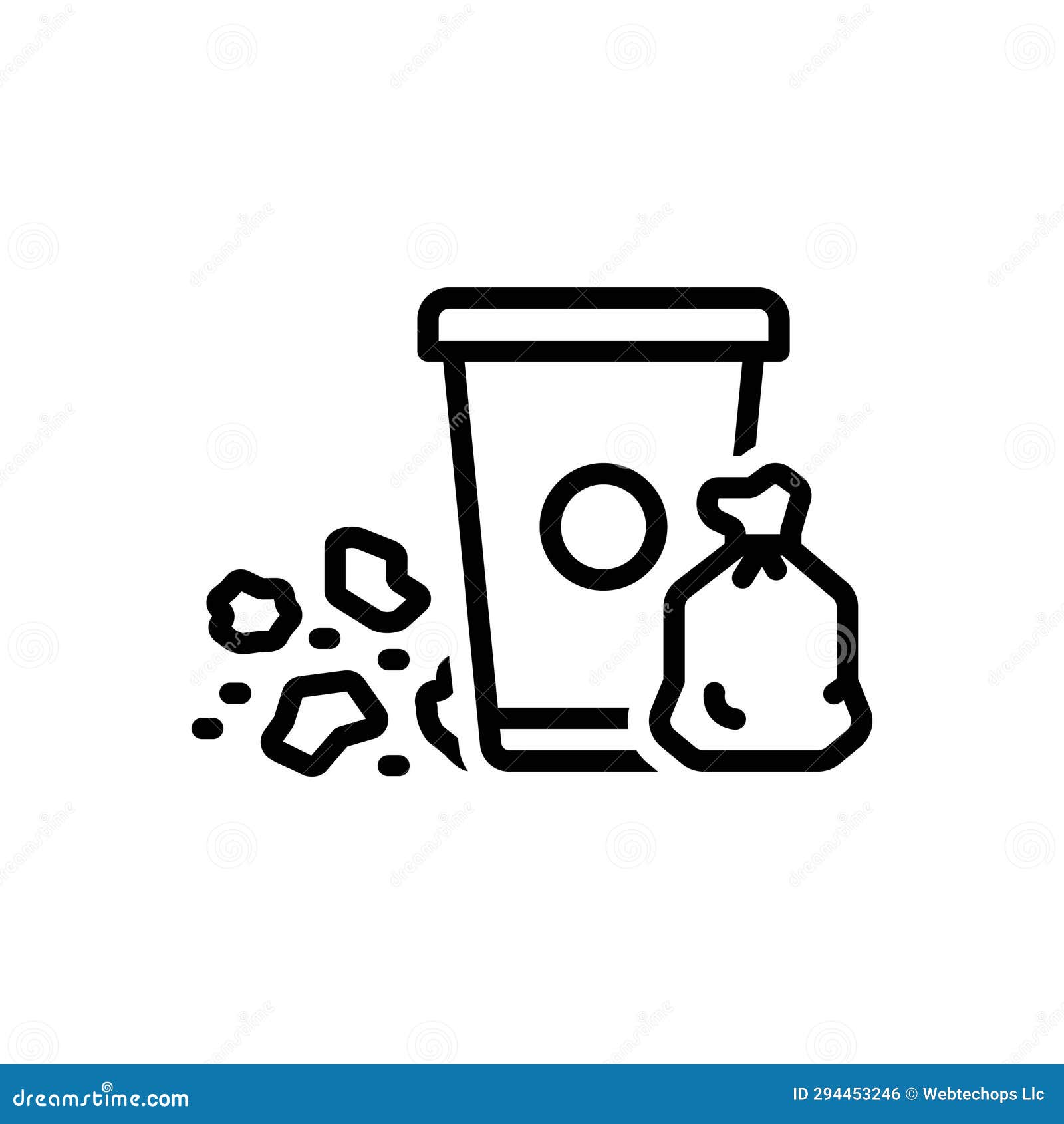 Black Line Icon for Garbage, Trash Bin and Dross Stock Vector ...