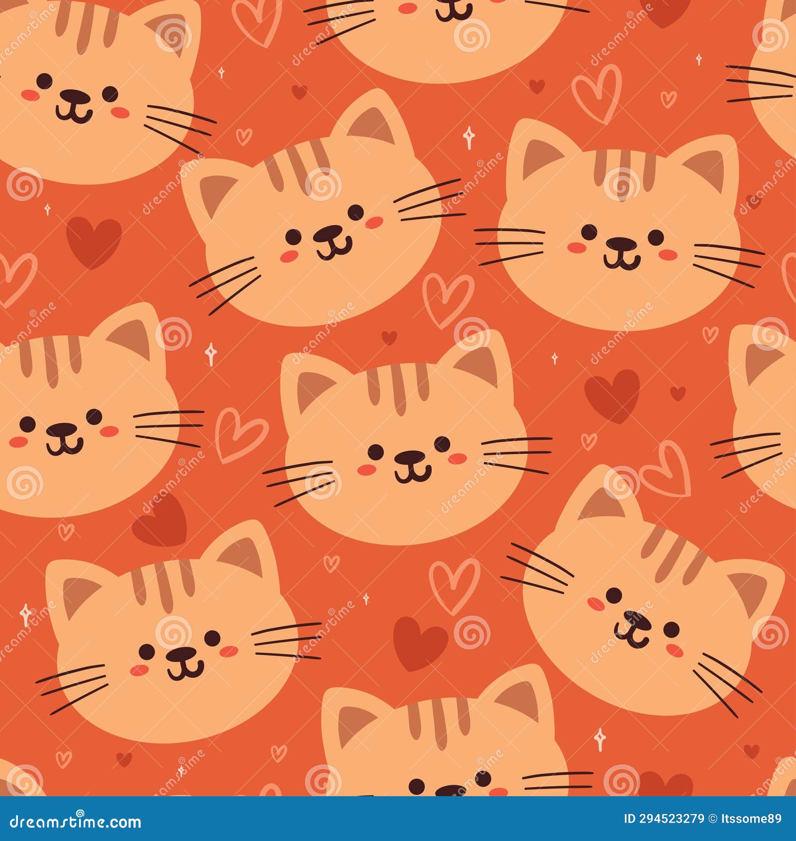 Seamless Pattern Cartoon Cats Stock Vector - Illustration of design ...