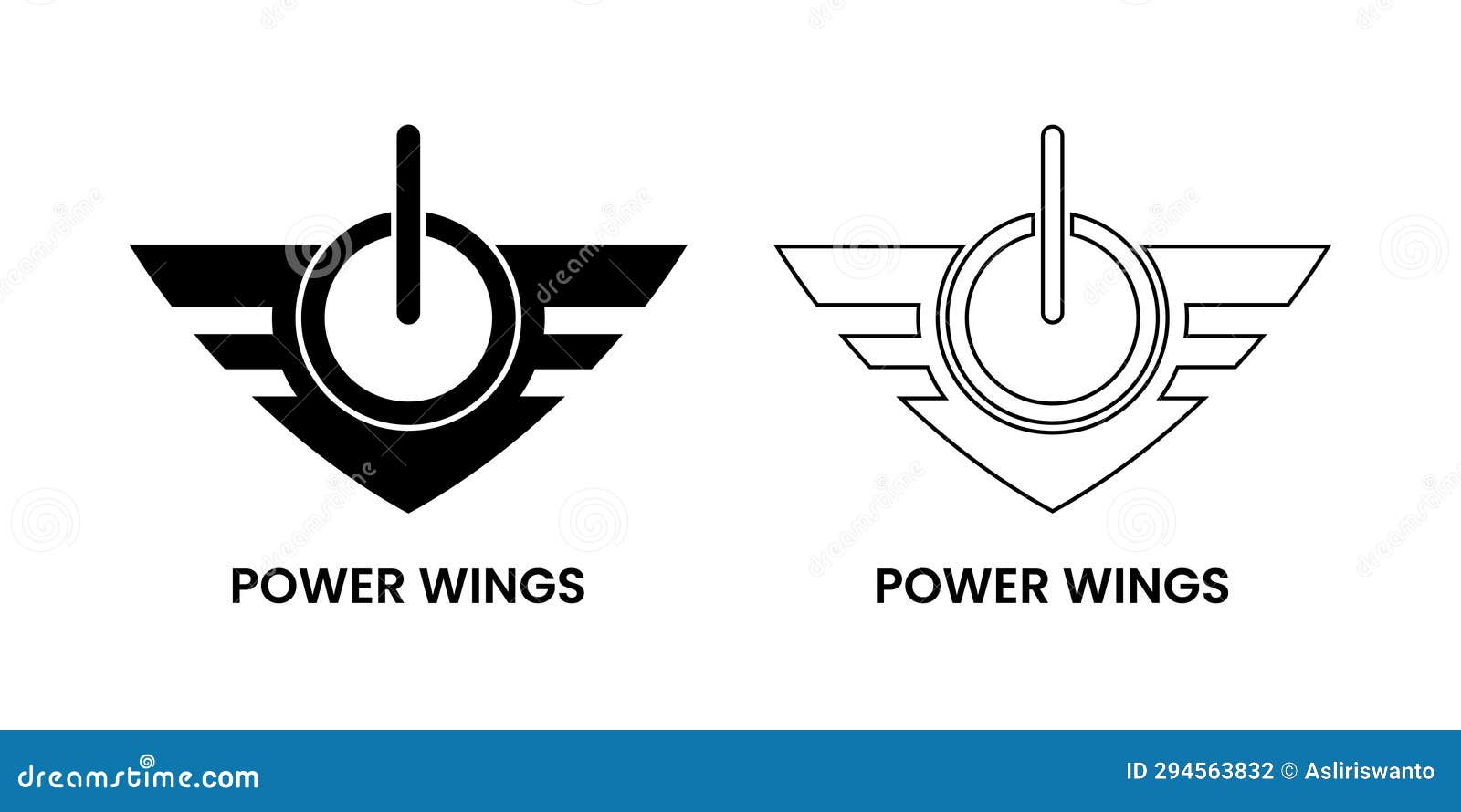 Black and White Power Wings Logo Concept. Line, Silhouette, Modern ...