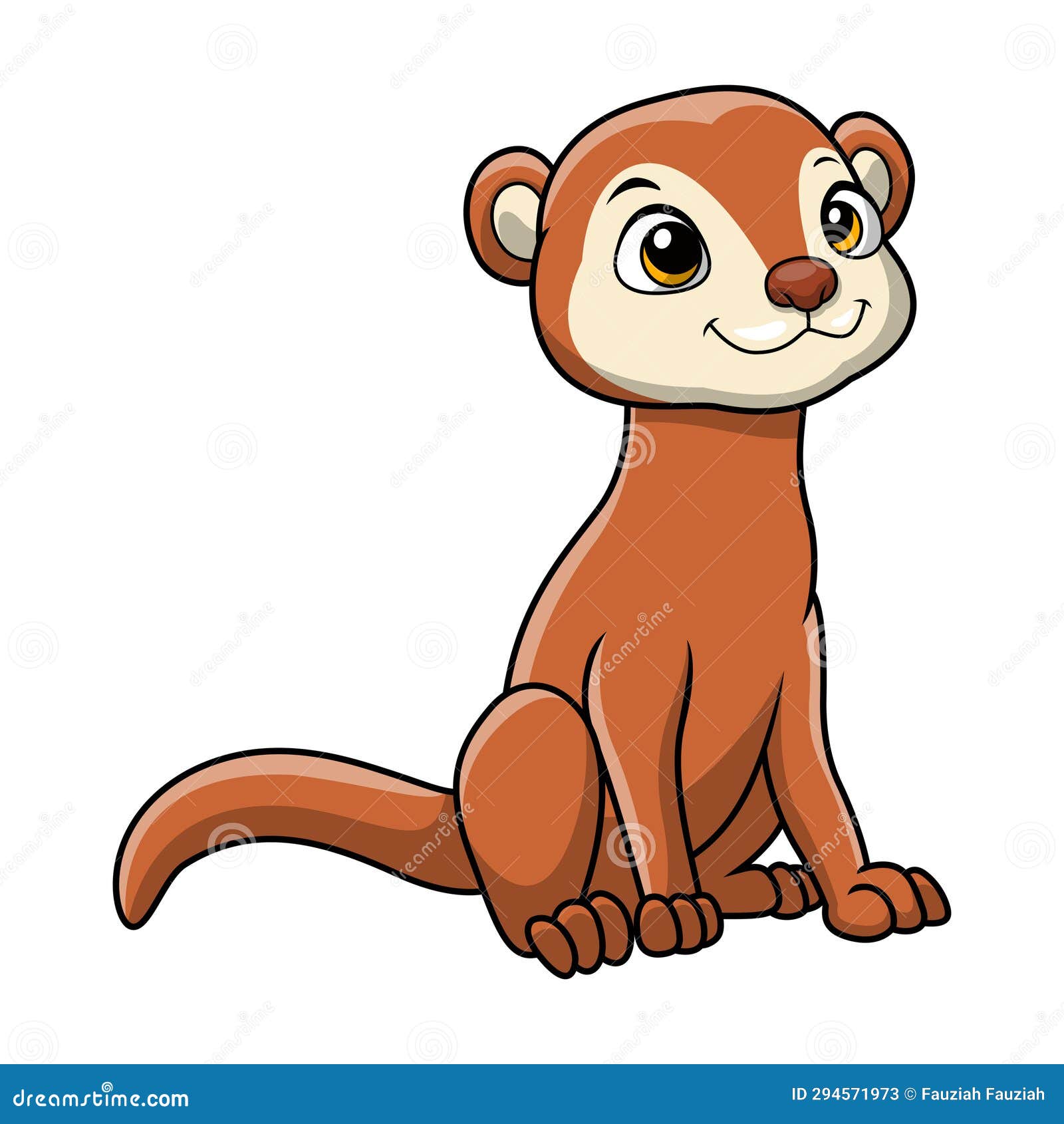 Cute Weasel Cartoon on White Background Stock Vector - Illustration of ...