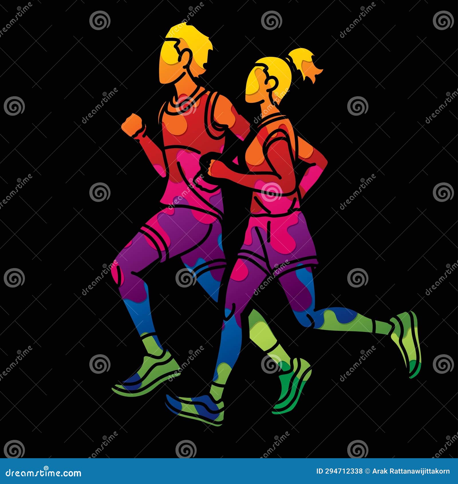 Group of People Running Together Runner Marathon Male and Female Run ...