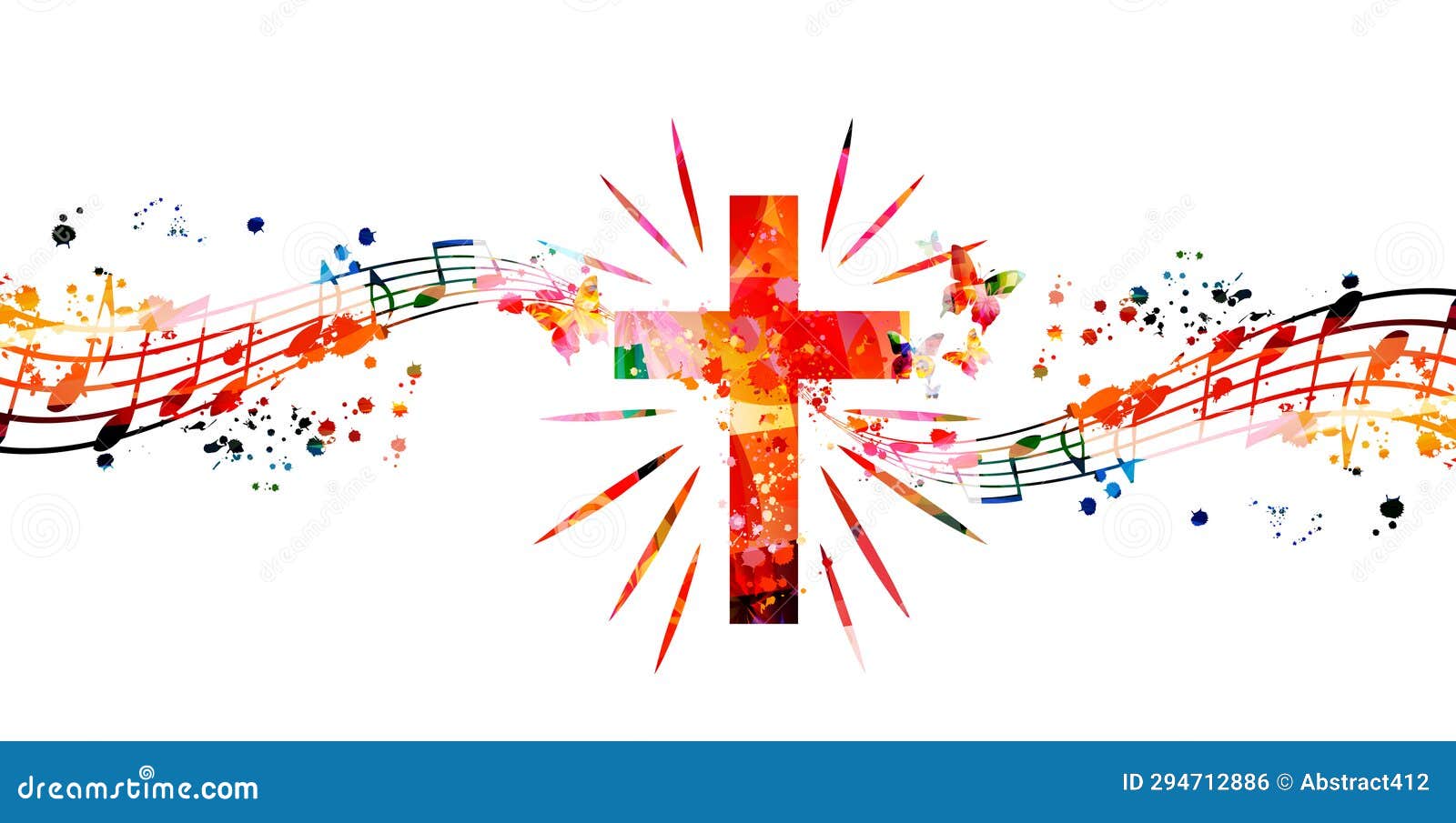 Creative Music Style Template Vector Illustration, Colorful Cross with ...