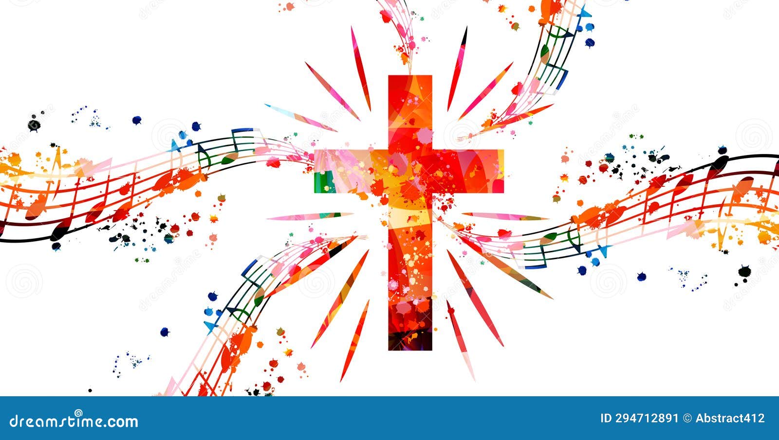Creative Music Style Template Vector Illustration, Colorful Cross with ...