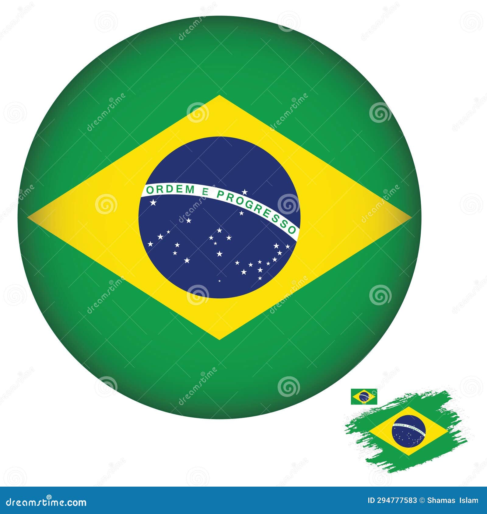 Brazil Flag Round Shape Vector Stock Vector - Illustration of emblem ...