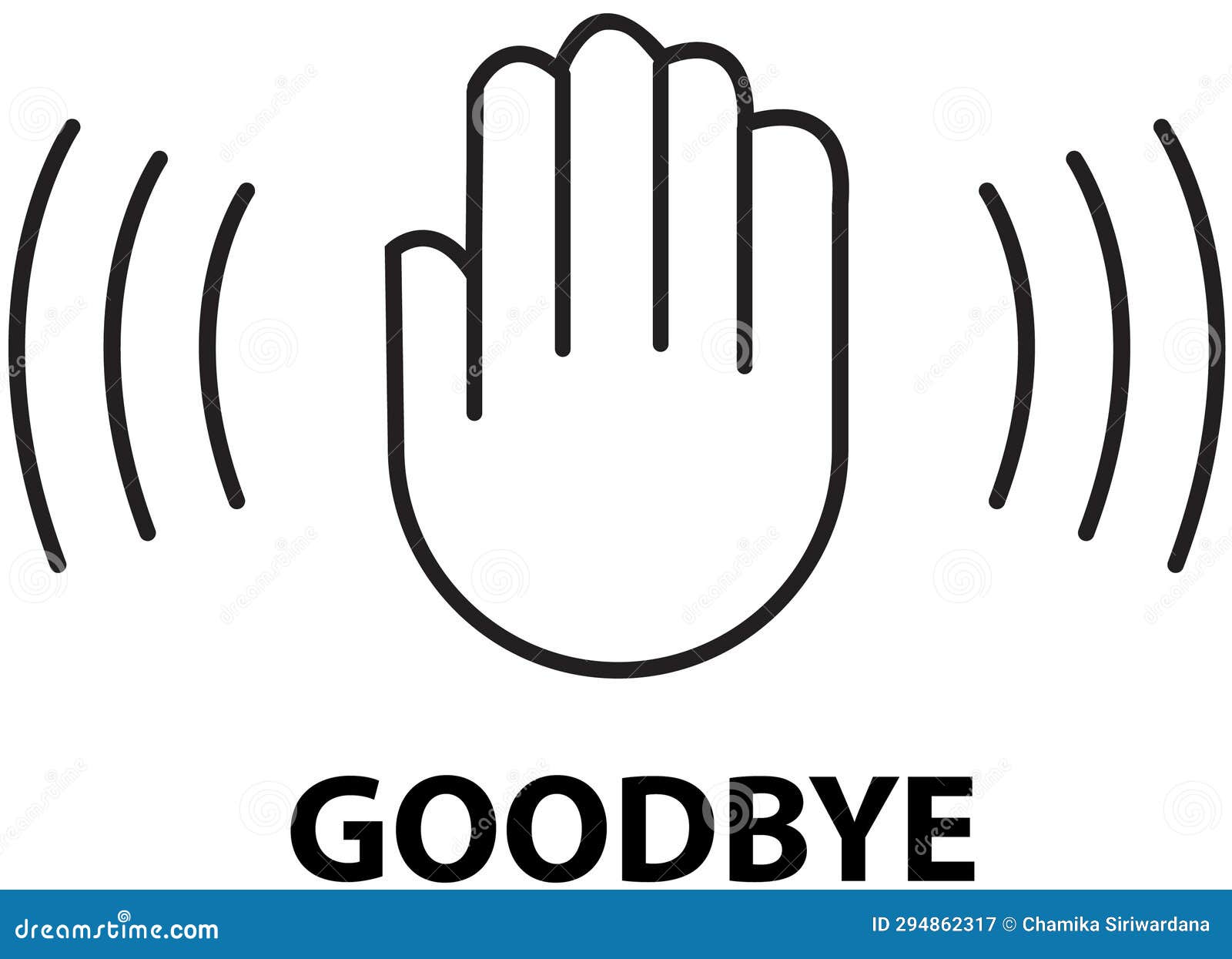 Hand waving icon Goodbye stock vector. Illustration of flat - 294862317