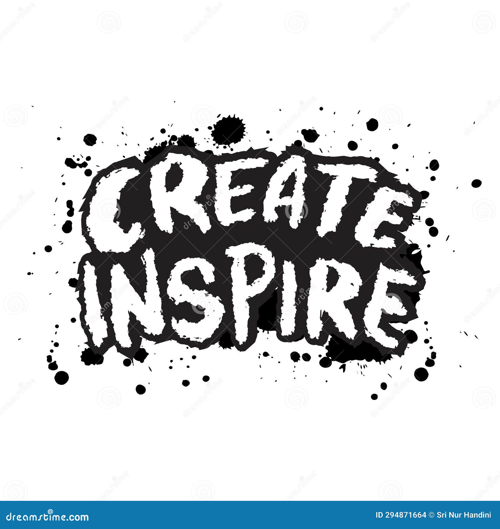 Create Inspire. Hand Drawn Lettering. Ink Illustration Stock ...