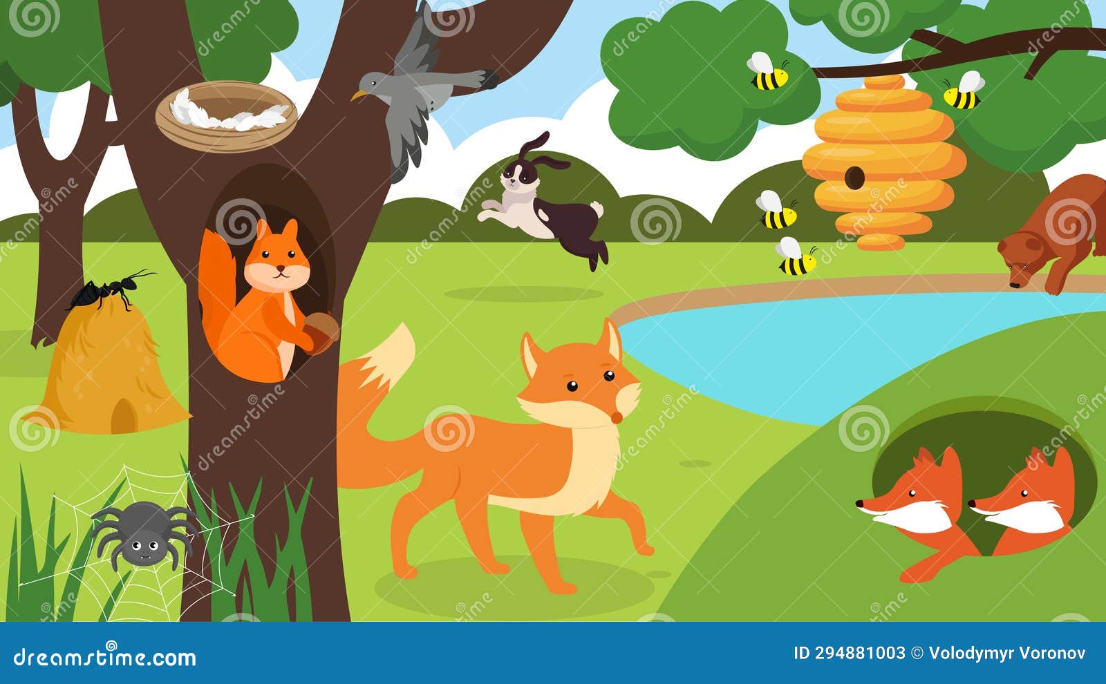 Wild Animals in the Park. Vector Illustration Stock Vector ...
