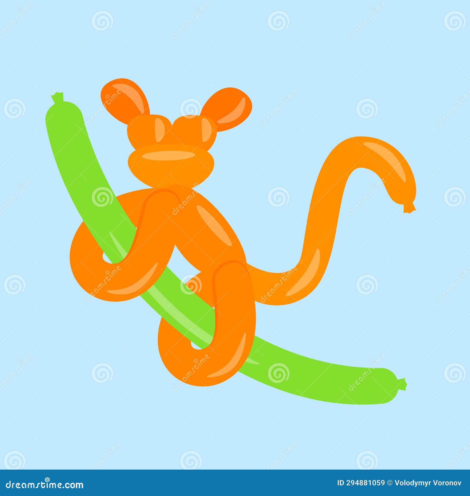 Ball Monkey on a Green Rope. Cartoon Animal Character Stock Vector ...