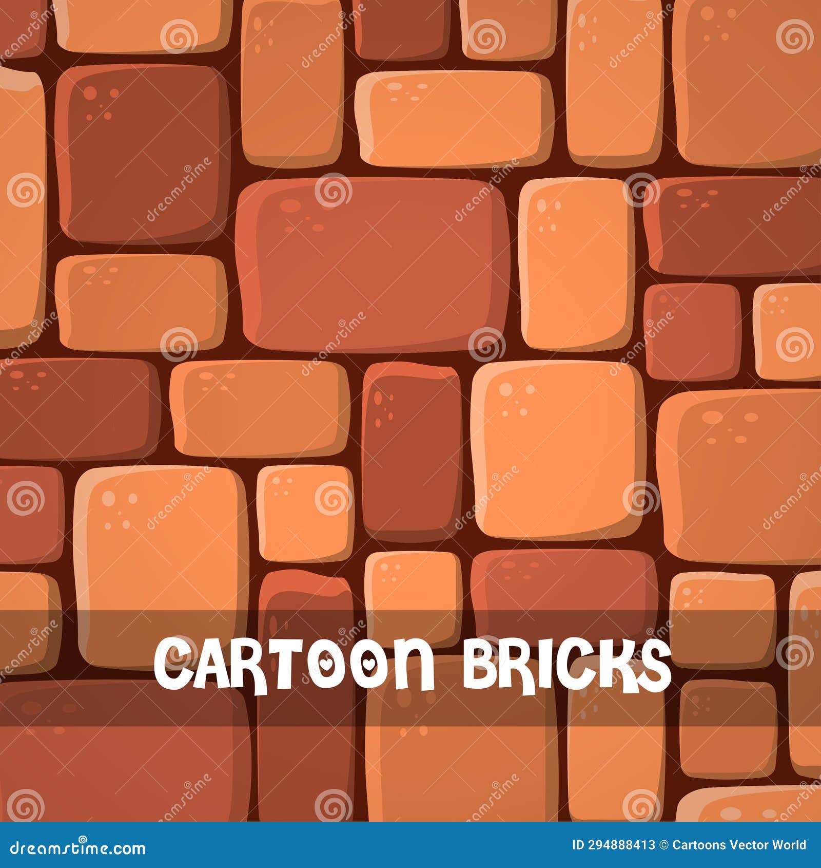 Vector Illustration of Seamless Pattern Cartoon Bricks Wall, Bright ...
