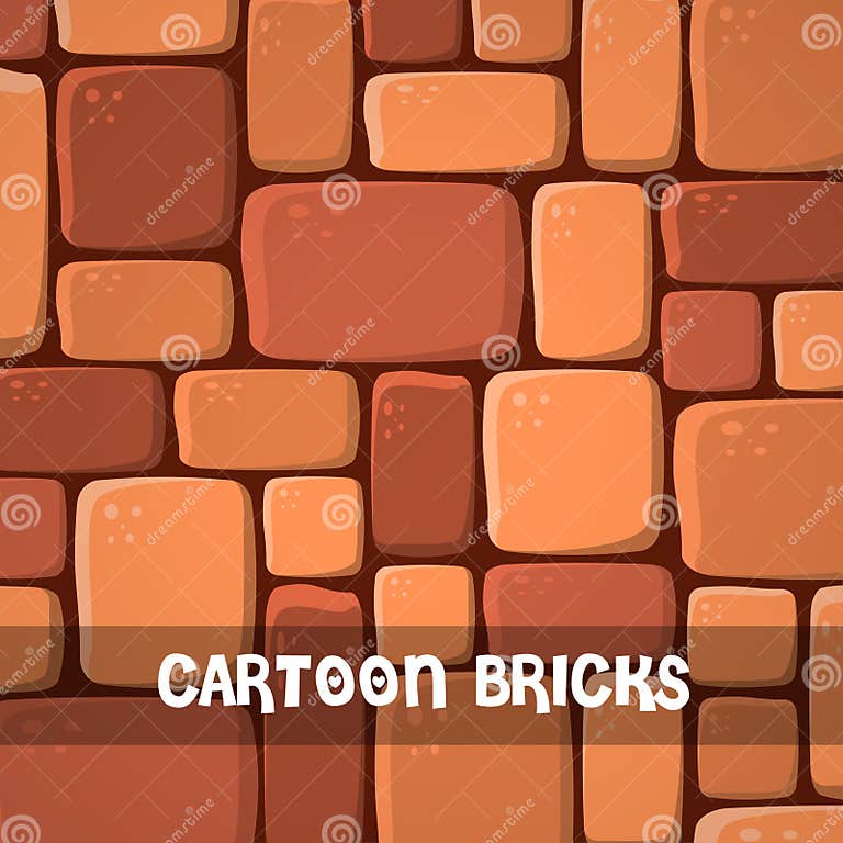Vector Illustration of Seamless Pattern Cartoon Bricks Wall, Bright ...