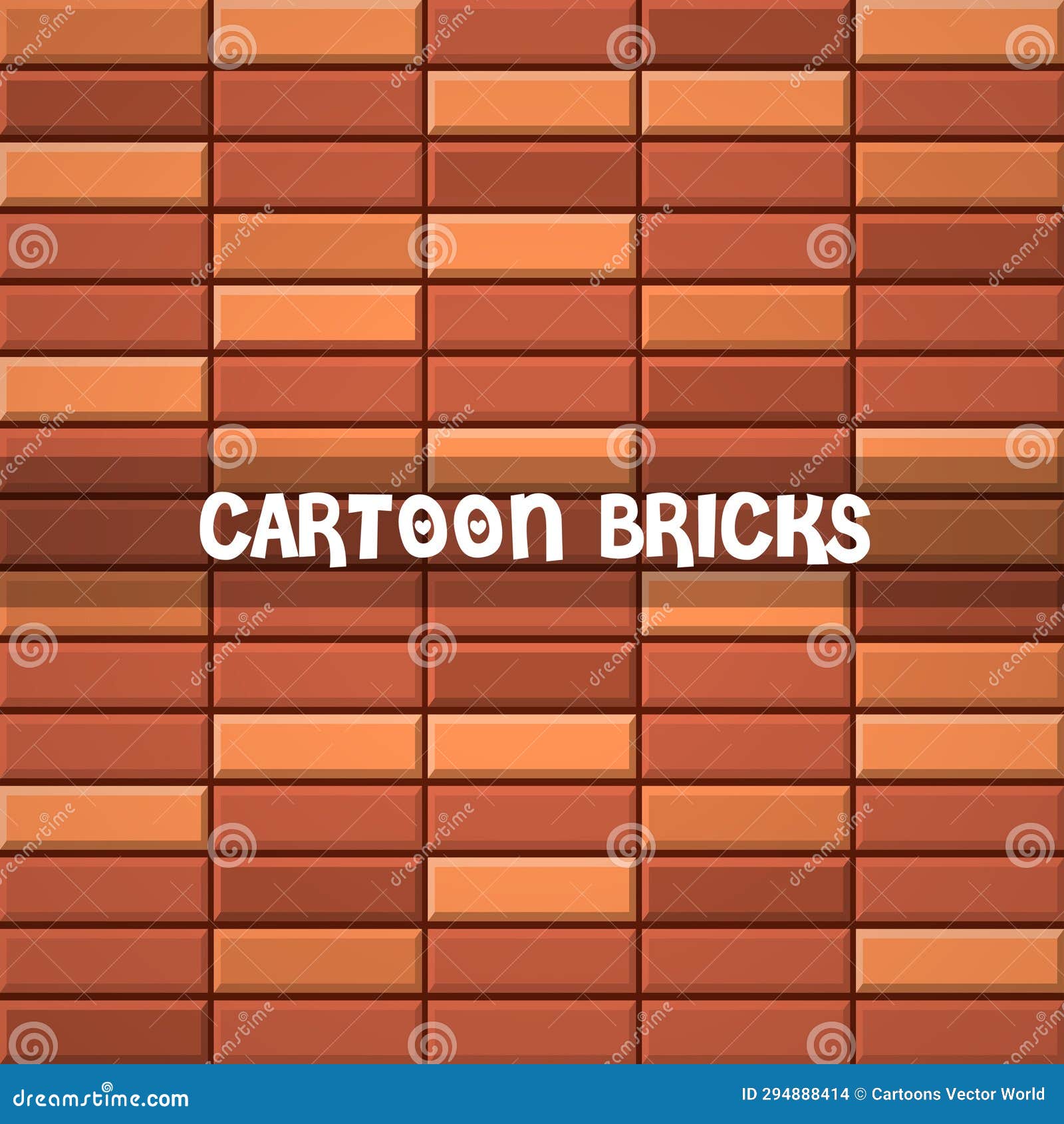 Vector Illustration of Seamless Pattern Cartoon Bricks Wall, Bright ...