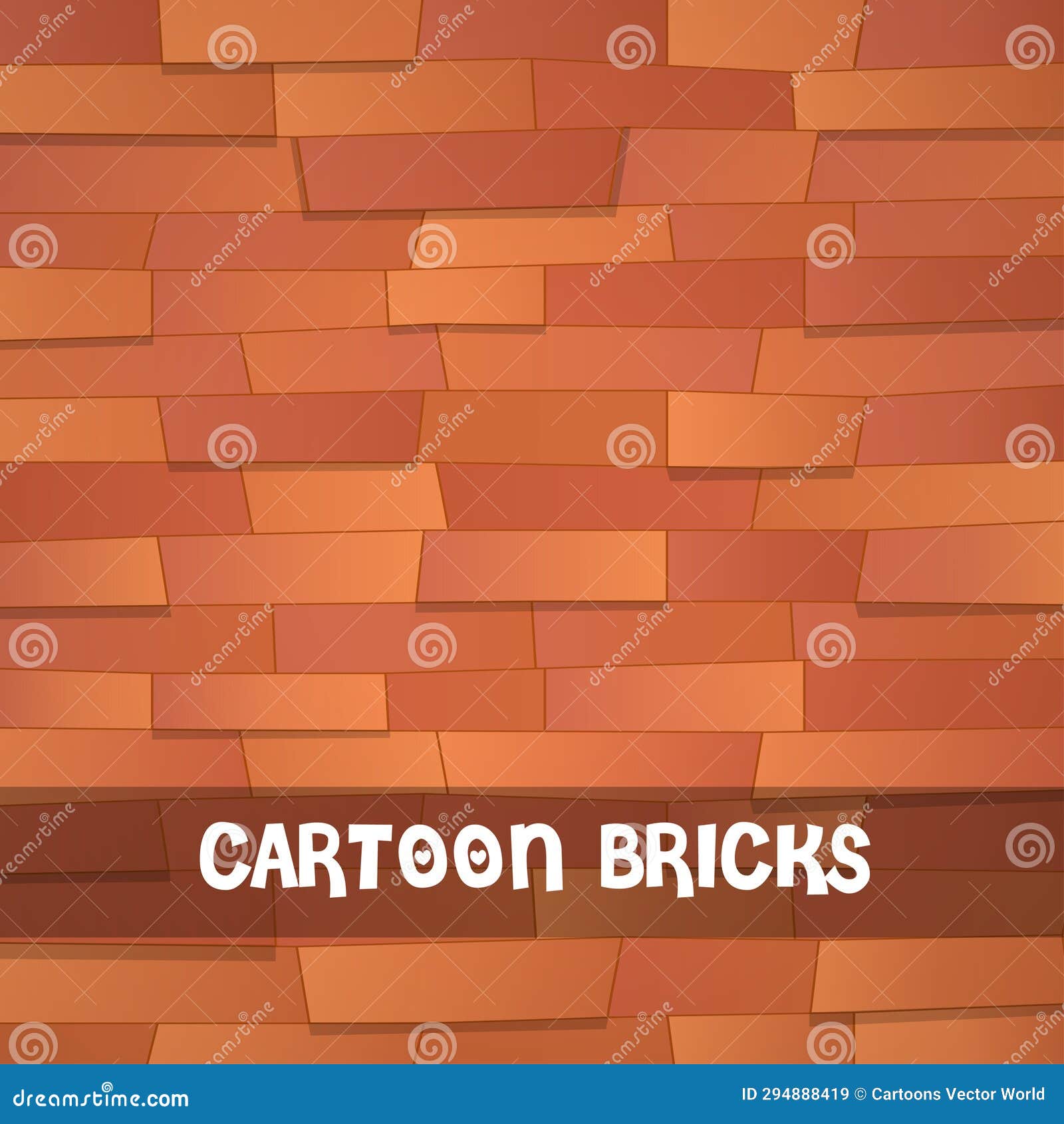 Vector Illustration of Seamless Pattern Cartoon Bricks Wall, Bright ...