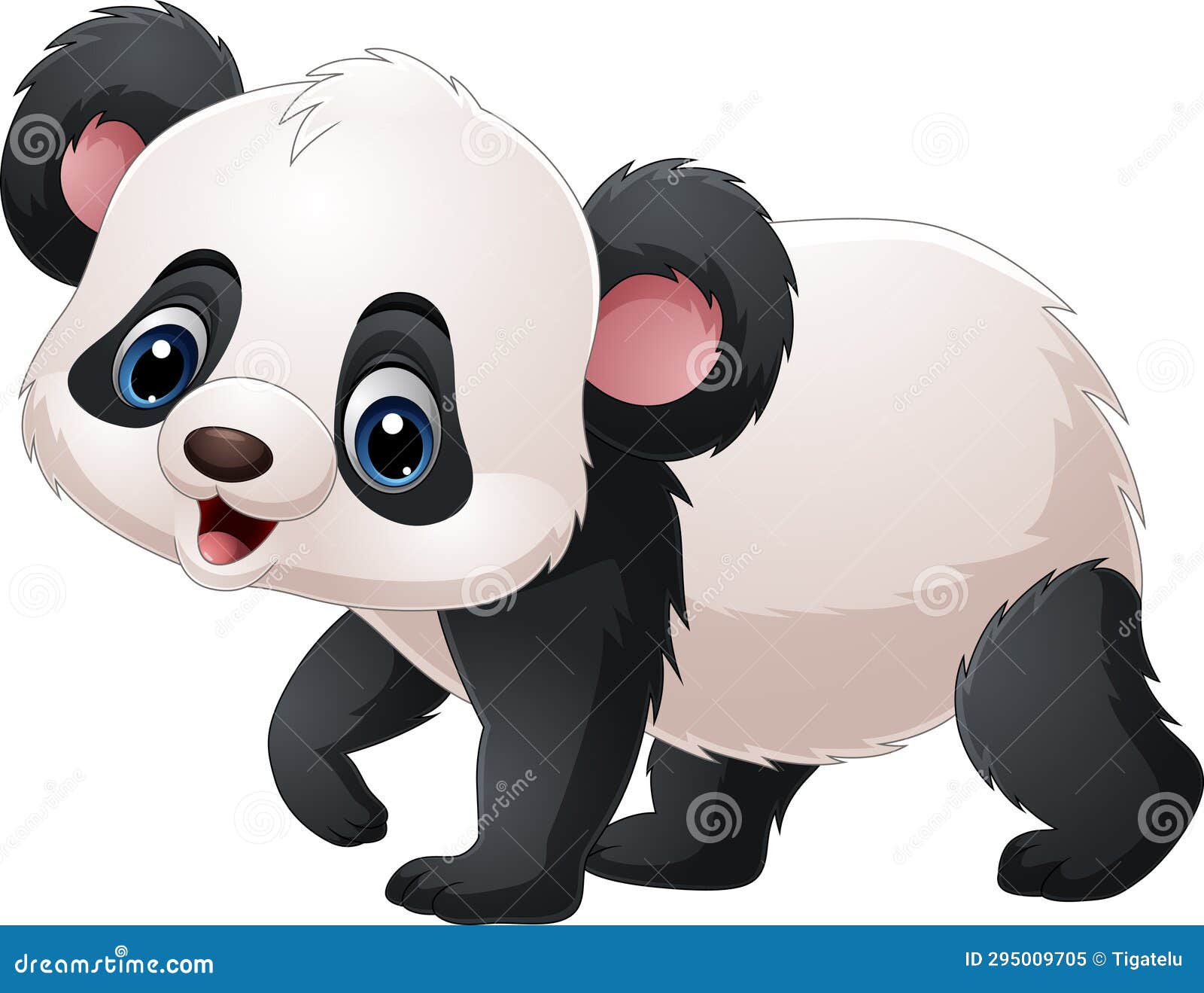 Cartoon Cute Little Panda on White Background Stock Vector ...