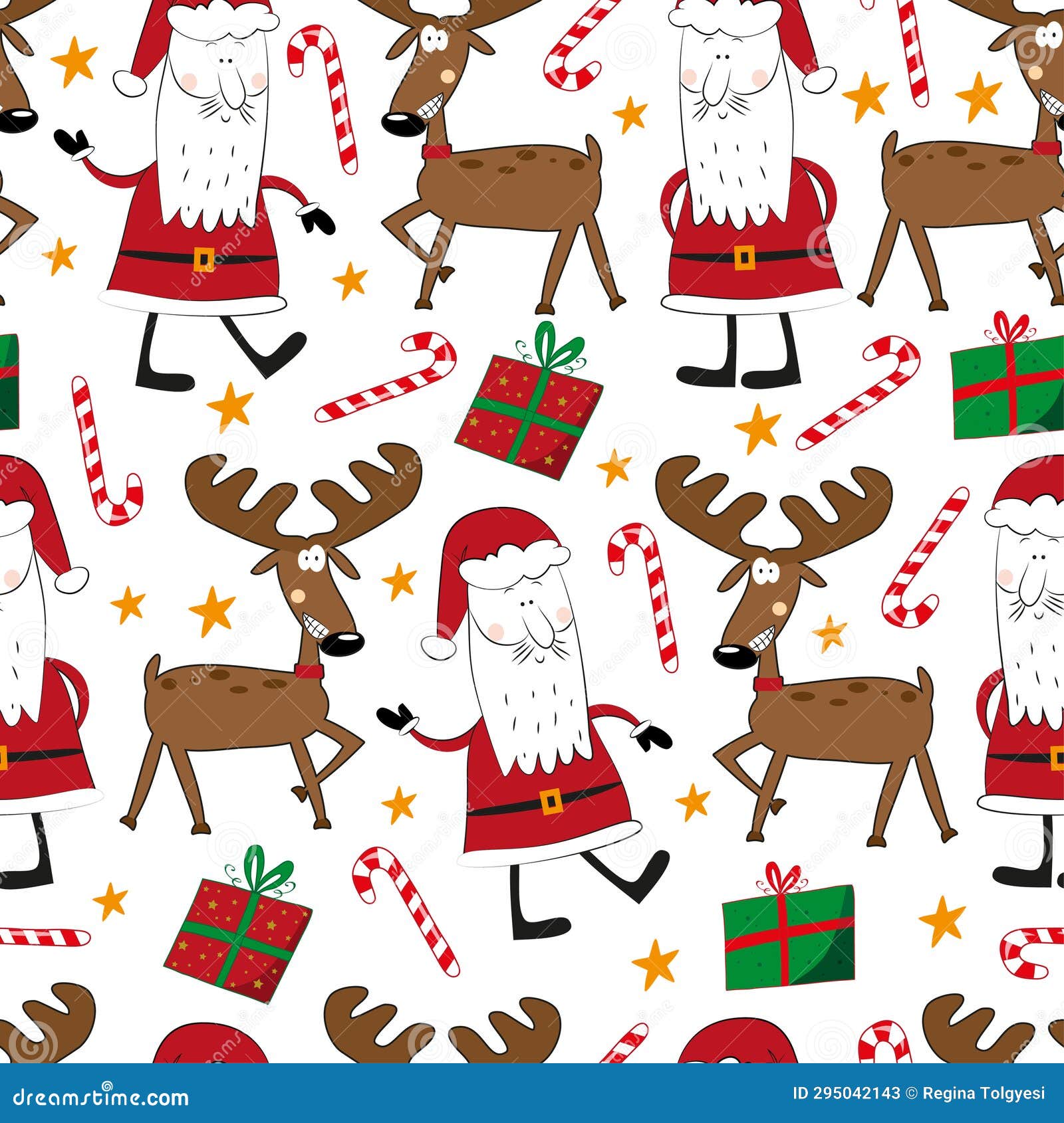 Seamless Pattern for Christmas - Cute Reindeer and Santa Claus, with ...