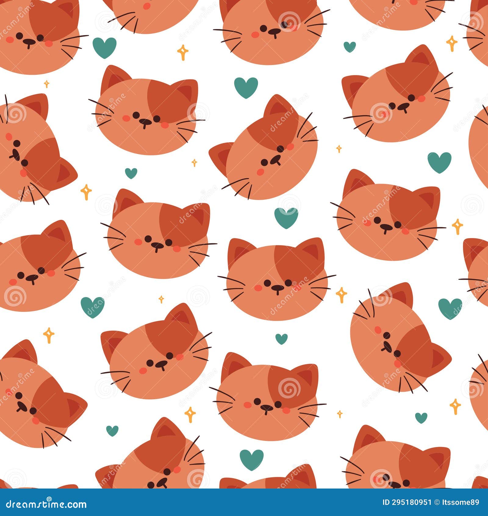 Seamless Pattern Cartoon Cats Stock Illustration - Illustration of ...