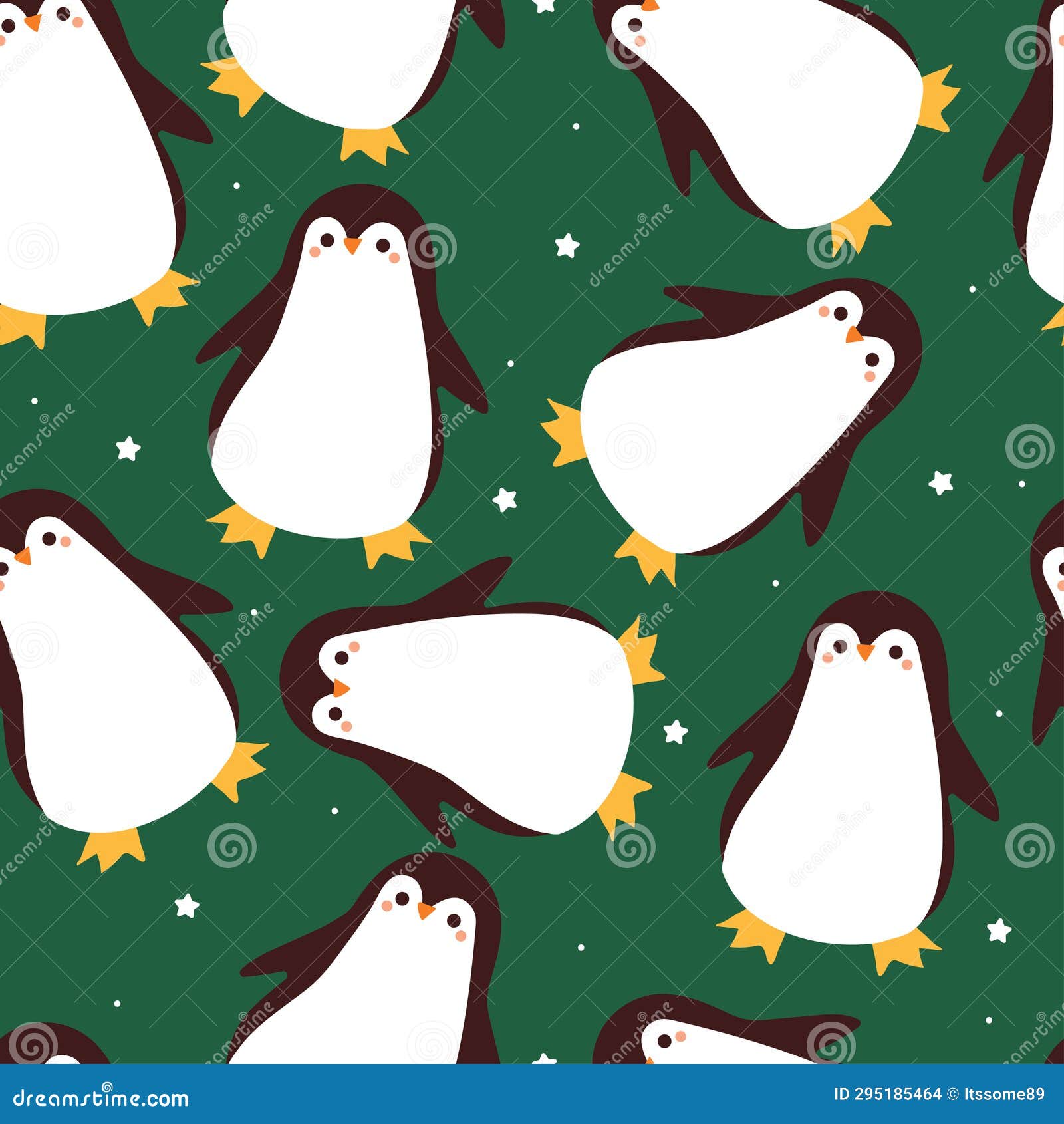 Seamless Pattern Cartoon Penguin Stock Vector - Illustration of doodle ...
