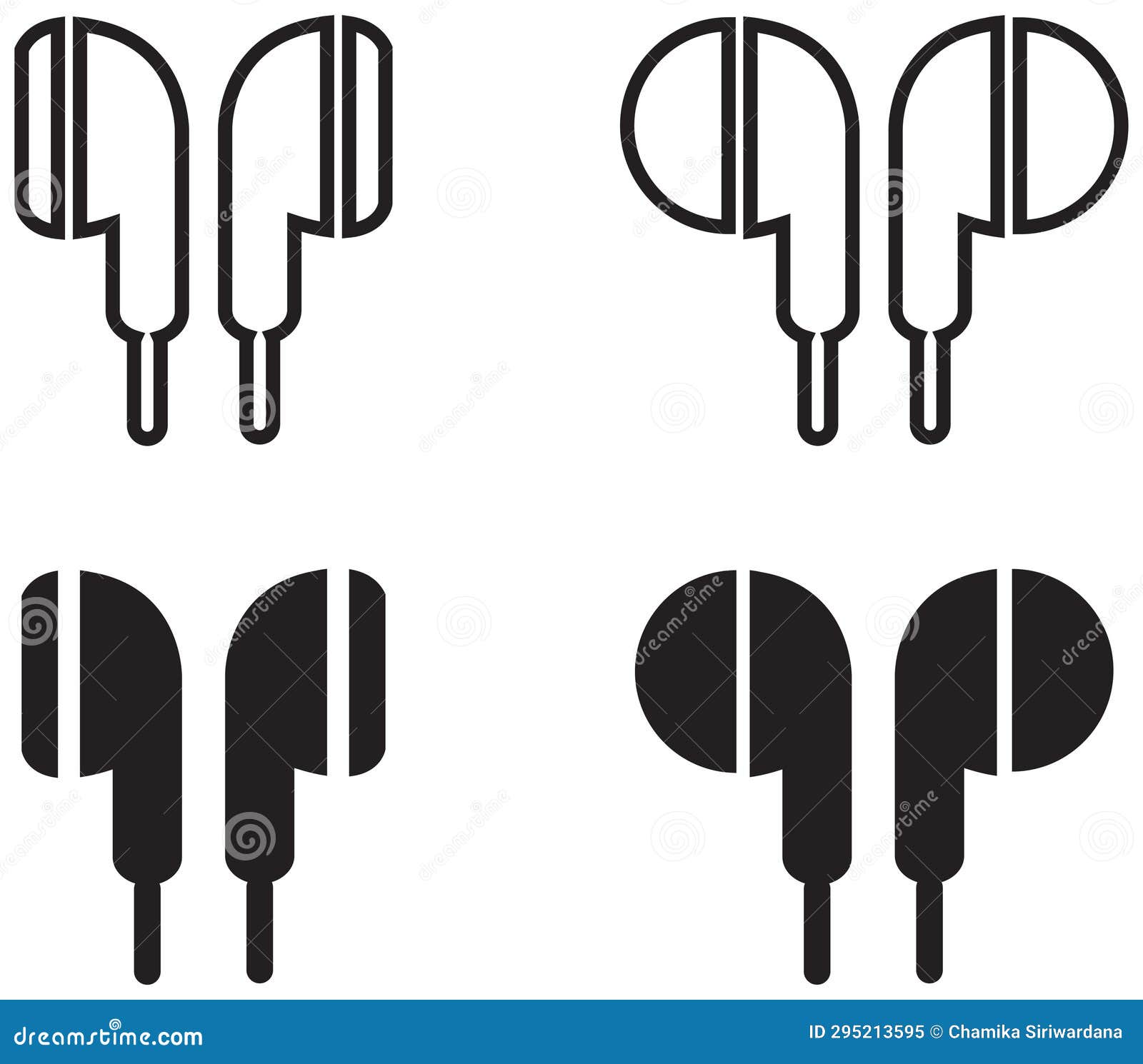Earphone Icon Set, Earbuds Icon Stock Vector - Illustration of gadget ...